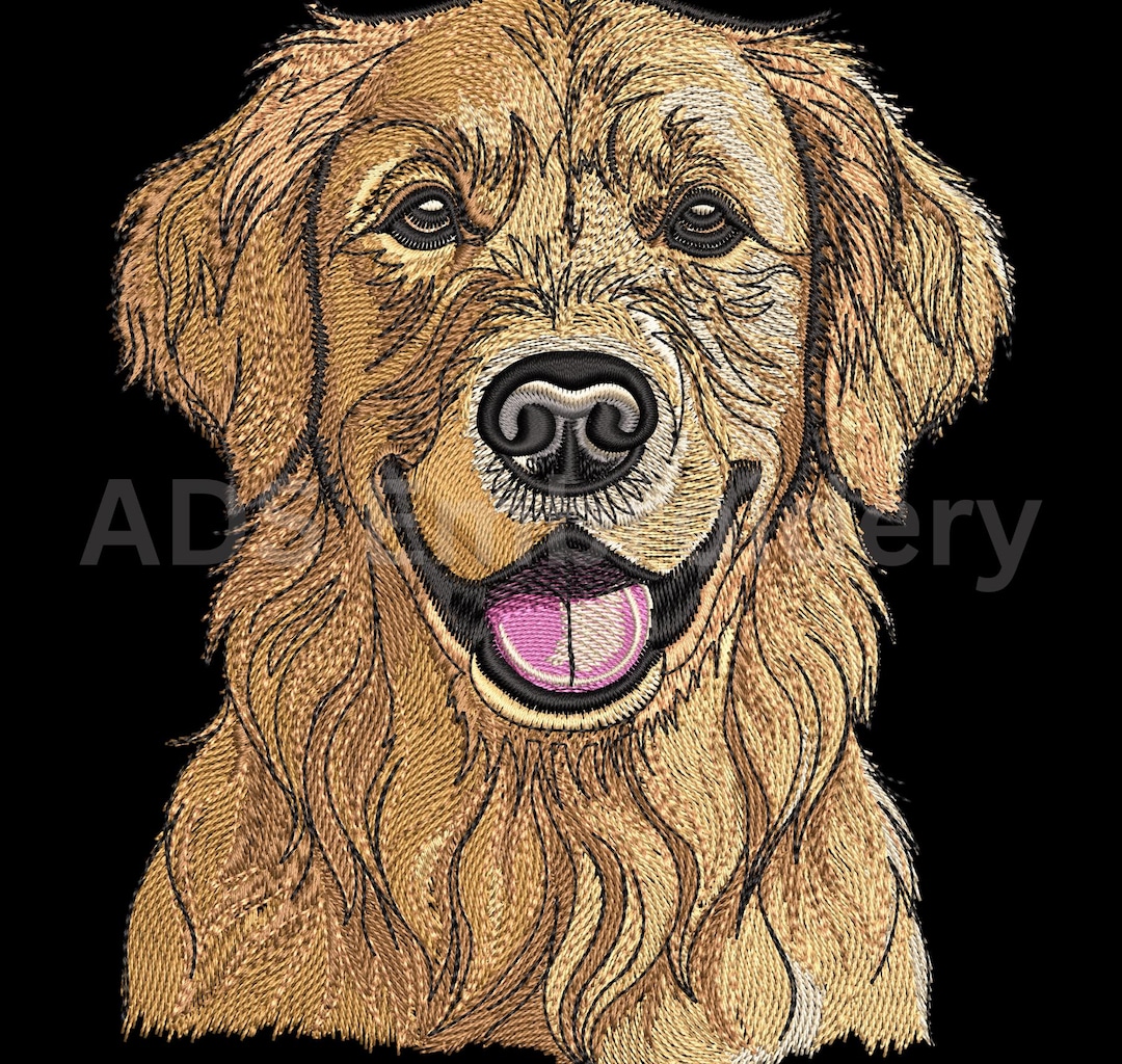 Golden Retriever Embroidery Design, Dog Embroidery Design, Machine ...