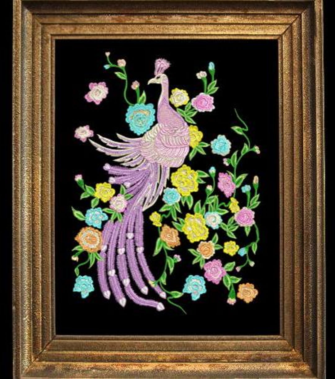 Peacock Flower Embroidery Design Luxurious Peacock & Flower Machine Embroidery Digital File for ...