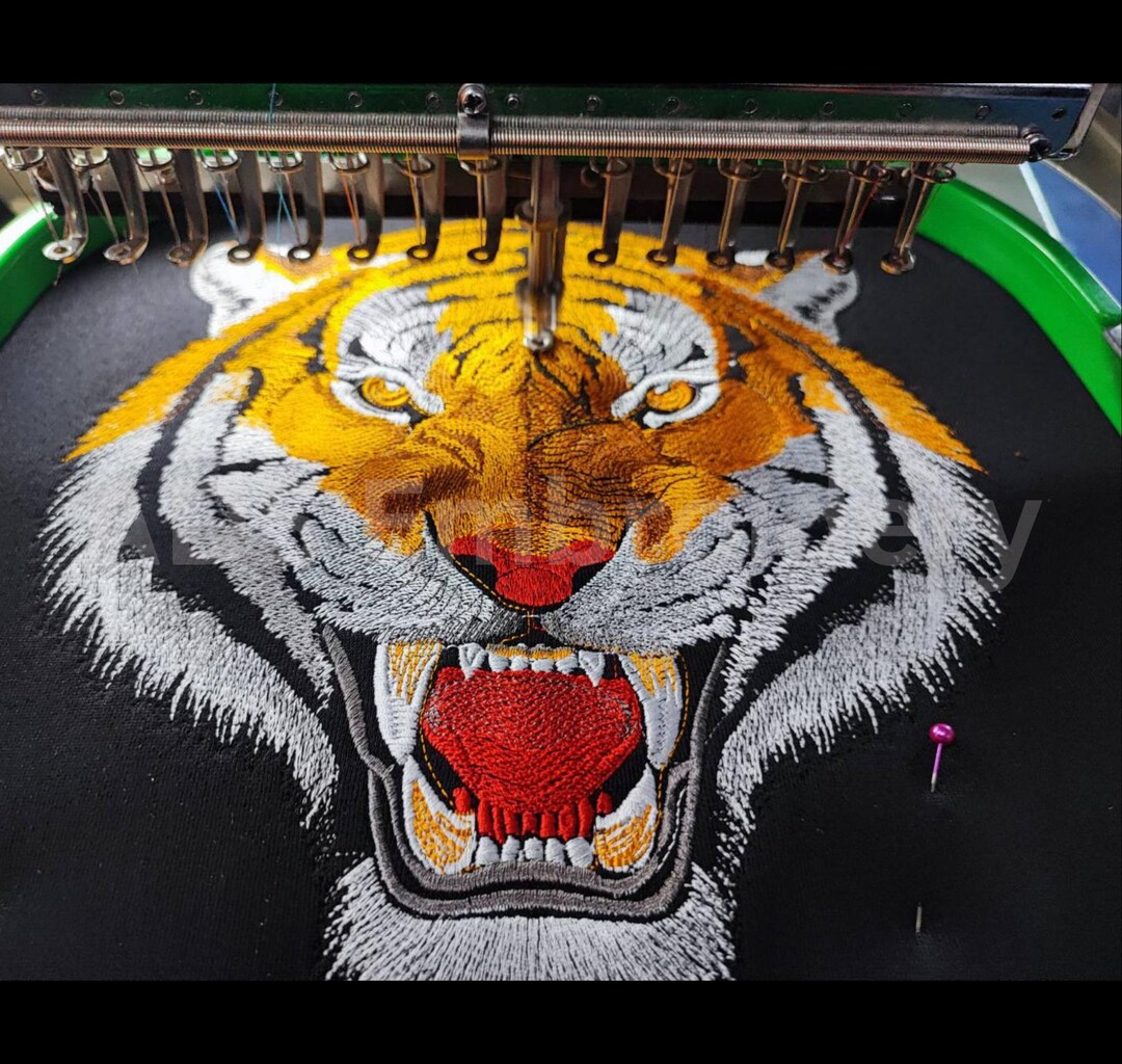 Roaring Tiger Embroidery Design, Jungle Animal Pattern (digital ...
