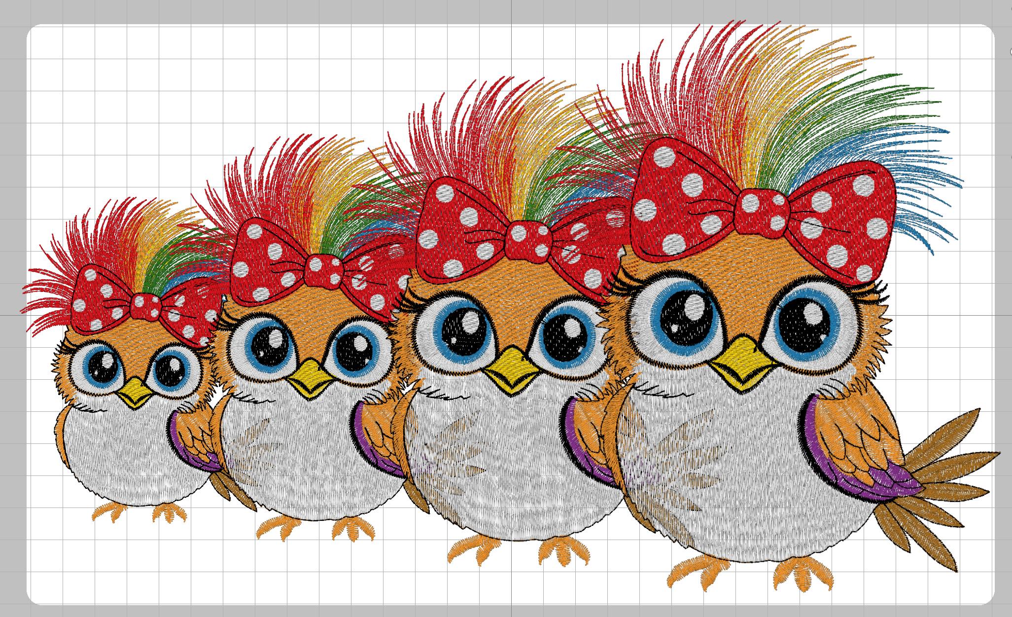 Mohawk Bird Embroidery Design | Cute Thanksgiving Chicken | Rainbow ...