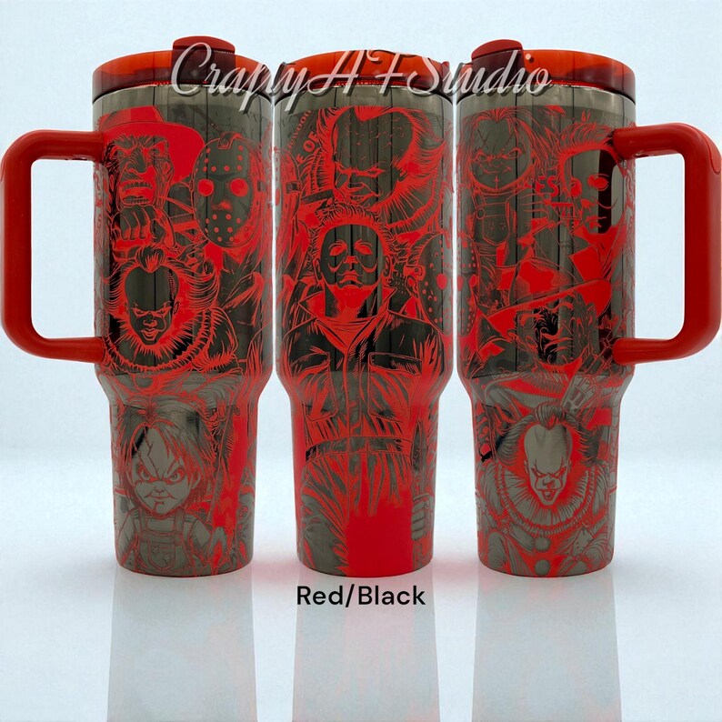 40oz Horror Movie Slashers Un-alivers Full Wrap Collage Laser Engraved ...