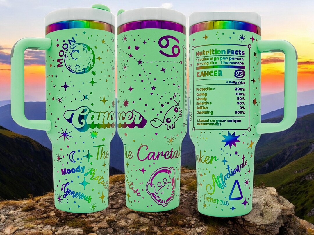 Cancer Vibes: Custom Tumbler Wrap SVG for 40oz Zodiac Inspired Design ...