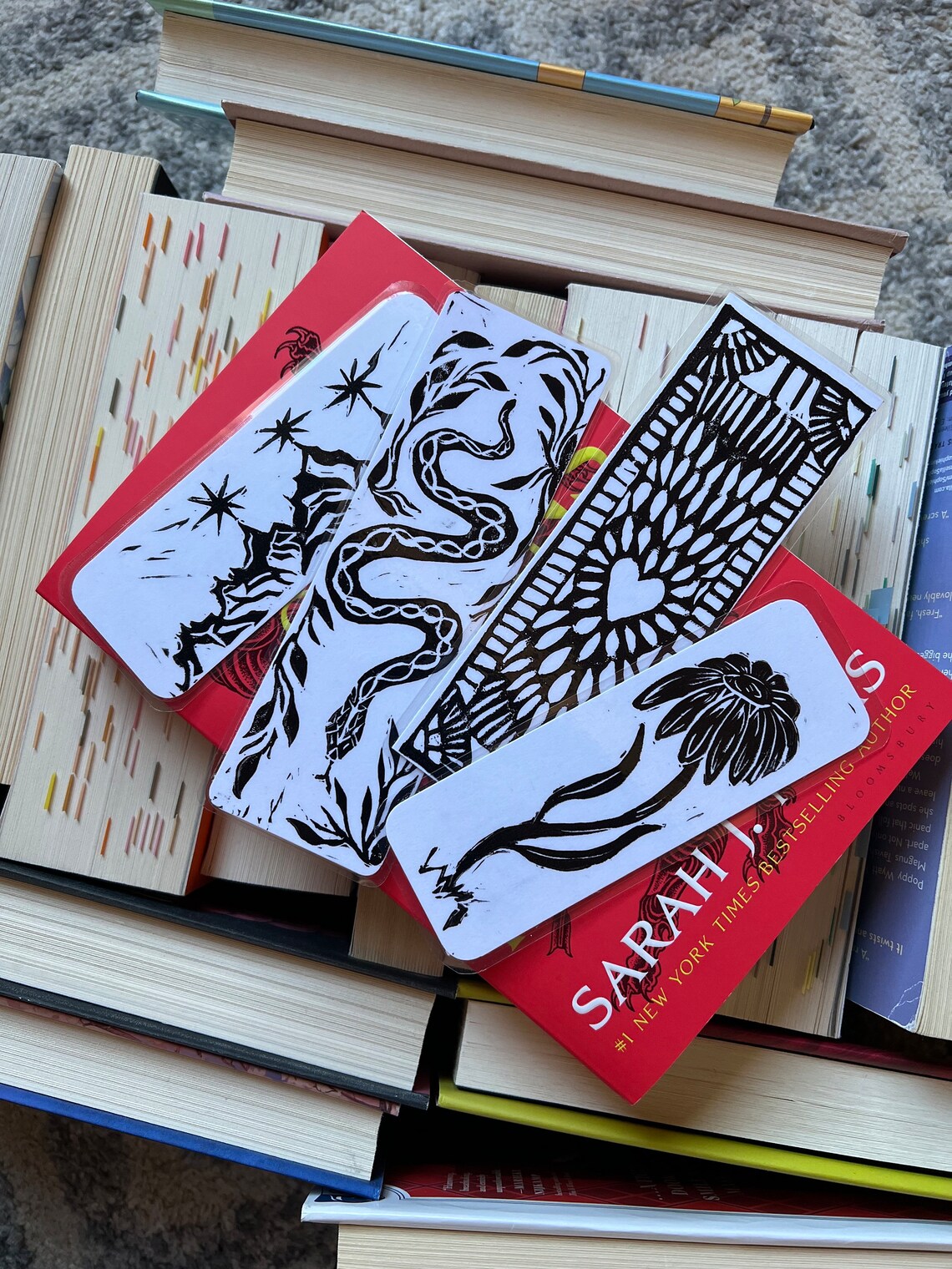Snake Bookmark Laminated Lino Print - Etsy
