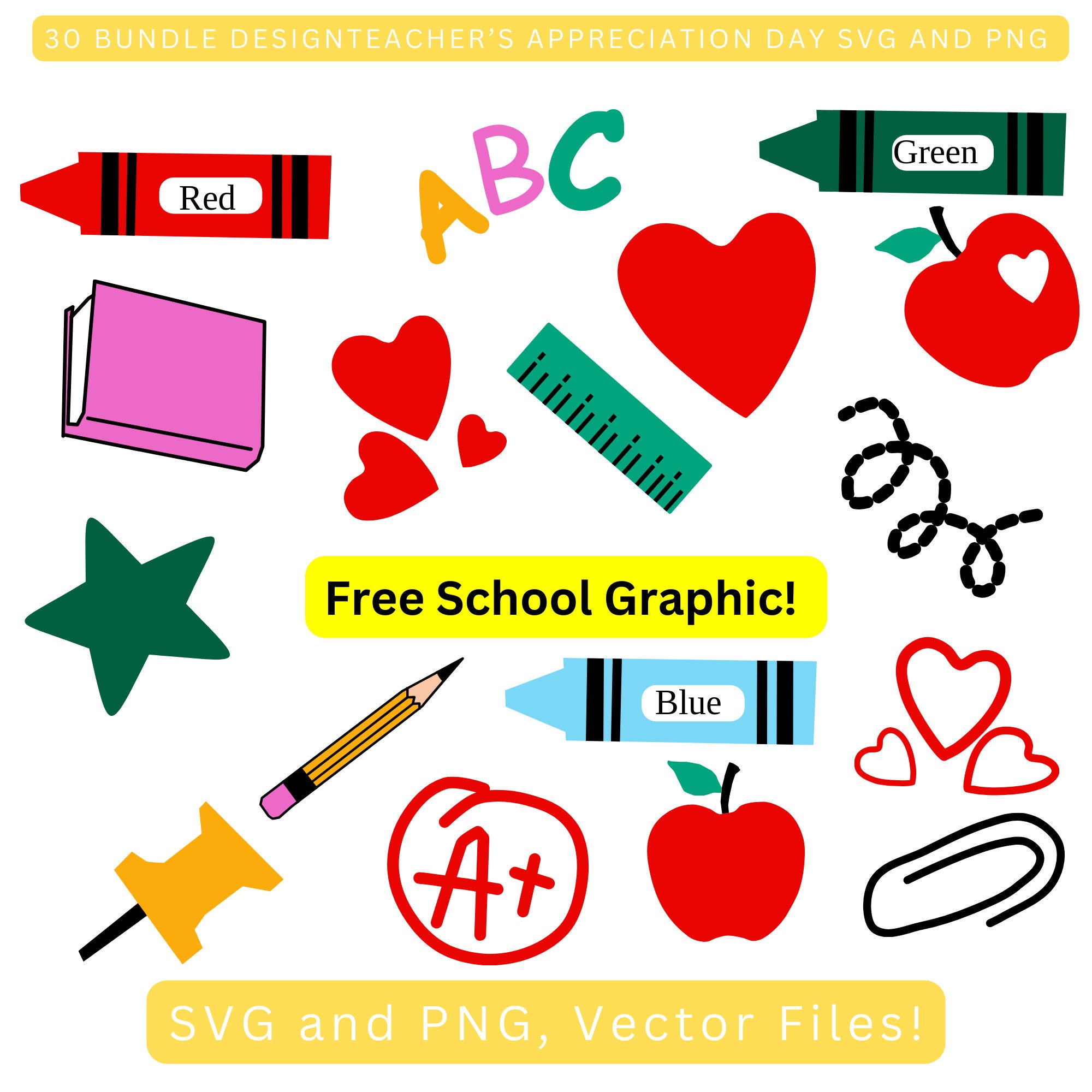 30 Bundle Design Teacher Life Clipart, Teacher's Appreciation Png ...