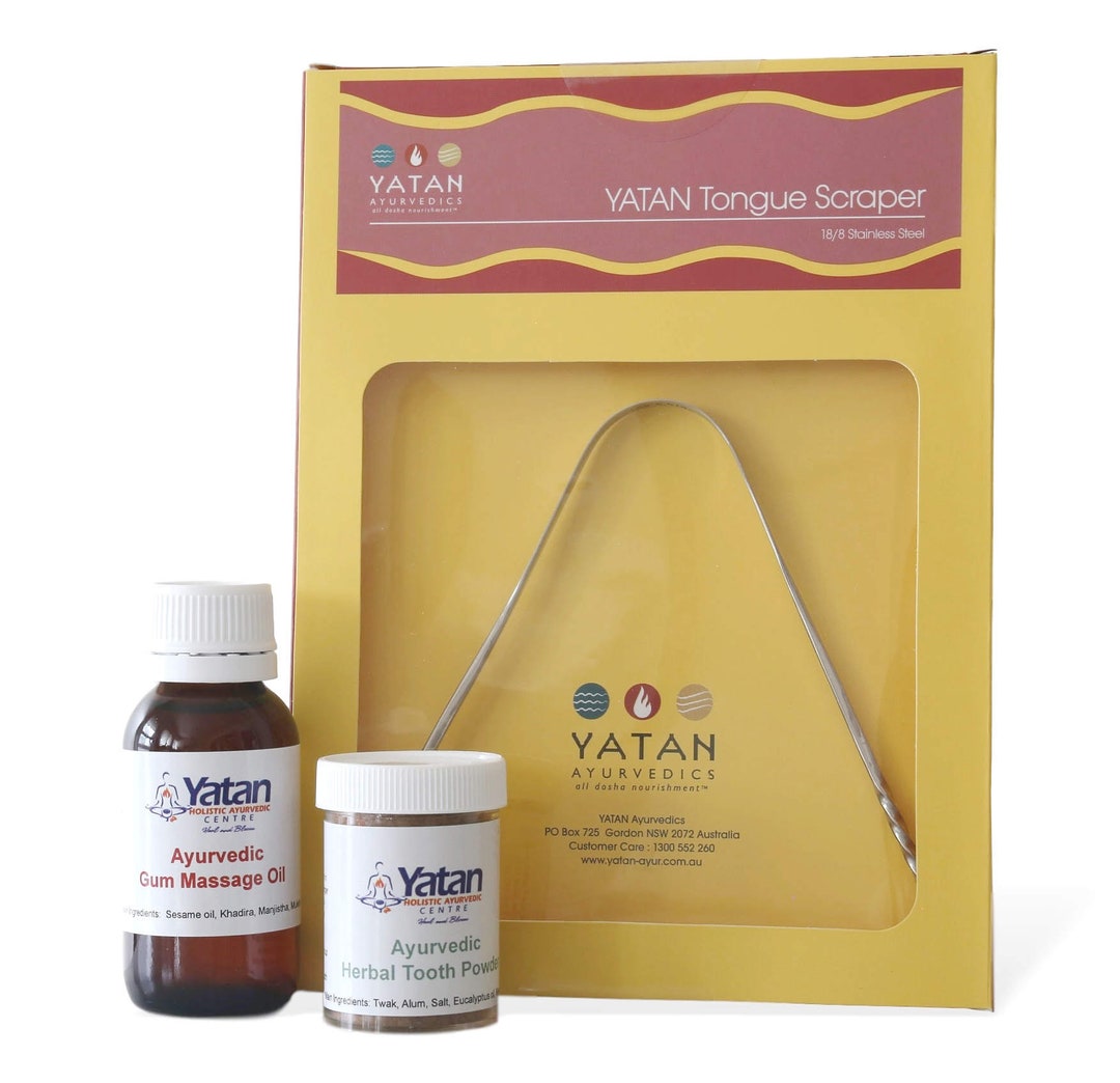 Yatan Dental Tongue Scraper, Tooth Powder, and Gum Massage – for Fresh ...