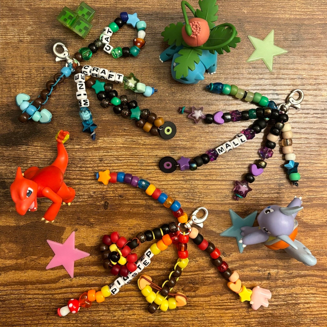Minecraft Kandi Fidget Keychains With Rotating Lobster Clasp - Etsy