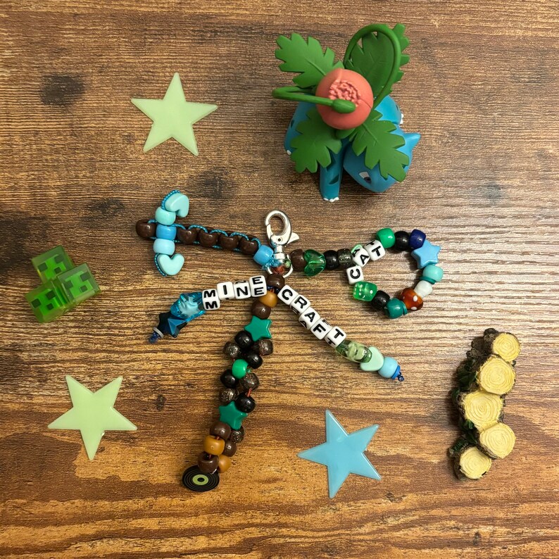 Minecraft Kandi Fidget Keychains With Rotating Lobster Clasp - Etsy