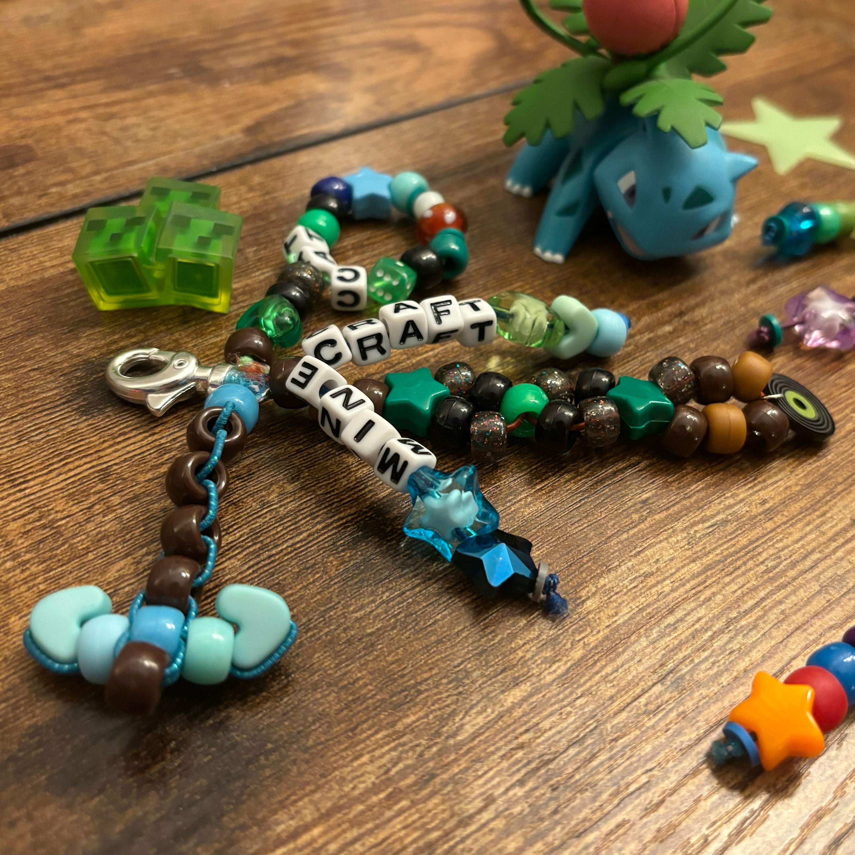 Minecraft Kandi Fidget Keychains With Rotating Lobster Clasp - Etsy