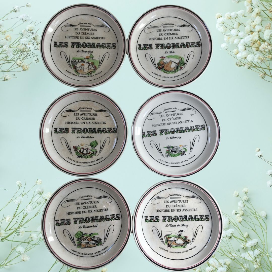 Set of French Cheese Plates, Fromage Plates, Cheese & Wine Party Plates ...