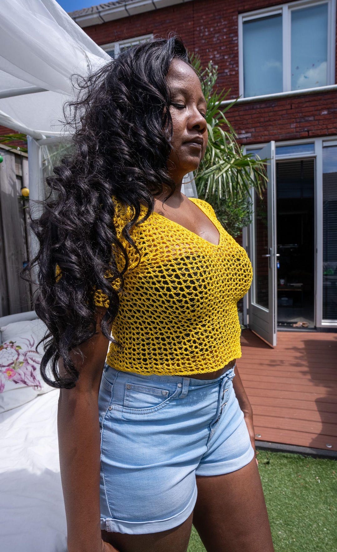 Crochet Top, Yellow, Mesh, Top, Crochet - Etsy