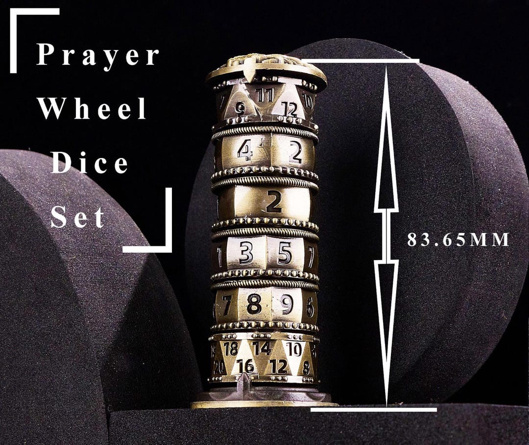 7-in-1 Prayer Wheel Dungeons and Dragons Dice Set for D&D Gifts, Metal ...