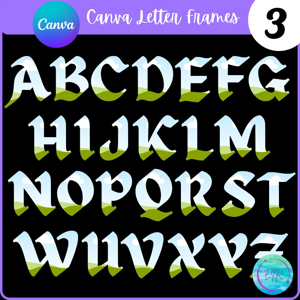 Canva Letter Frames, Editable Canva Frame Template, 26 Alphabet Letters ...