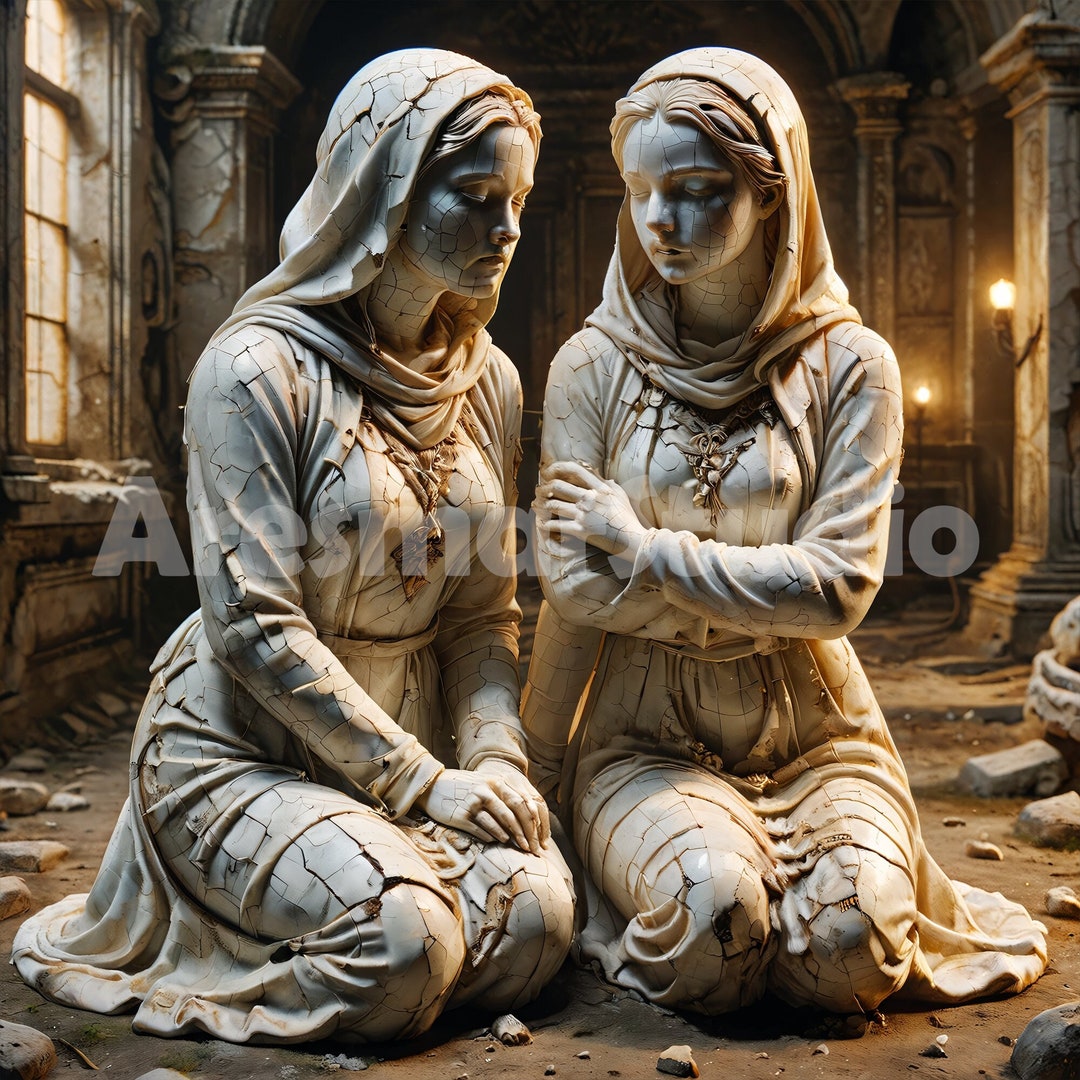 Broken Sisters Statue Dark Moody Wall Art Digital Print Top Notch ...
