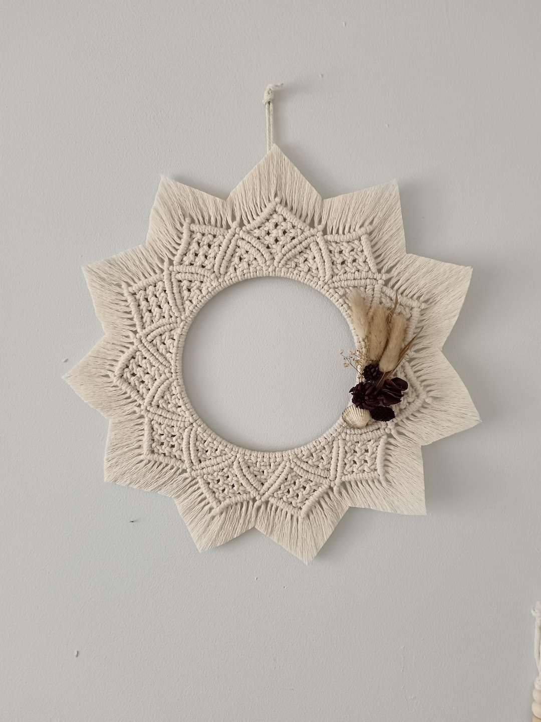 Macramé Mandala / Macramé Creation Decorated With Dried Flowers - Etsy