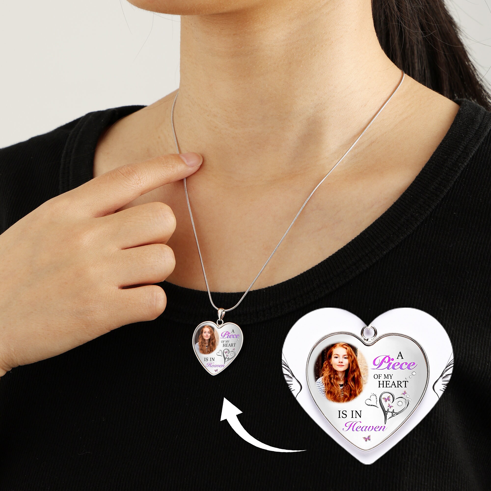 Personalized Photo Memorial Necklace, Memorial Necklace for Women ...
