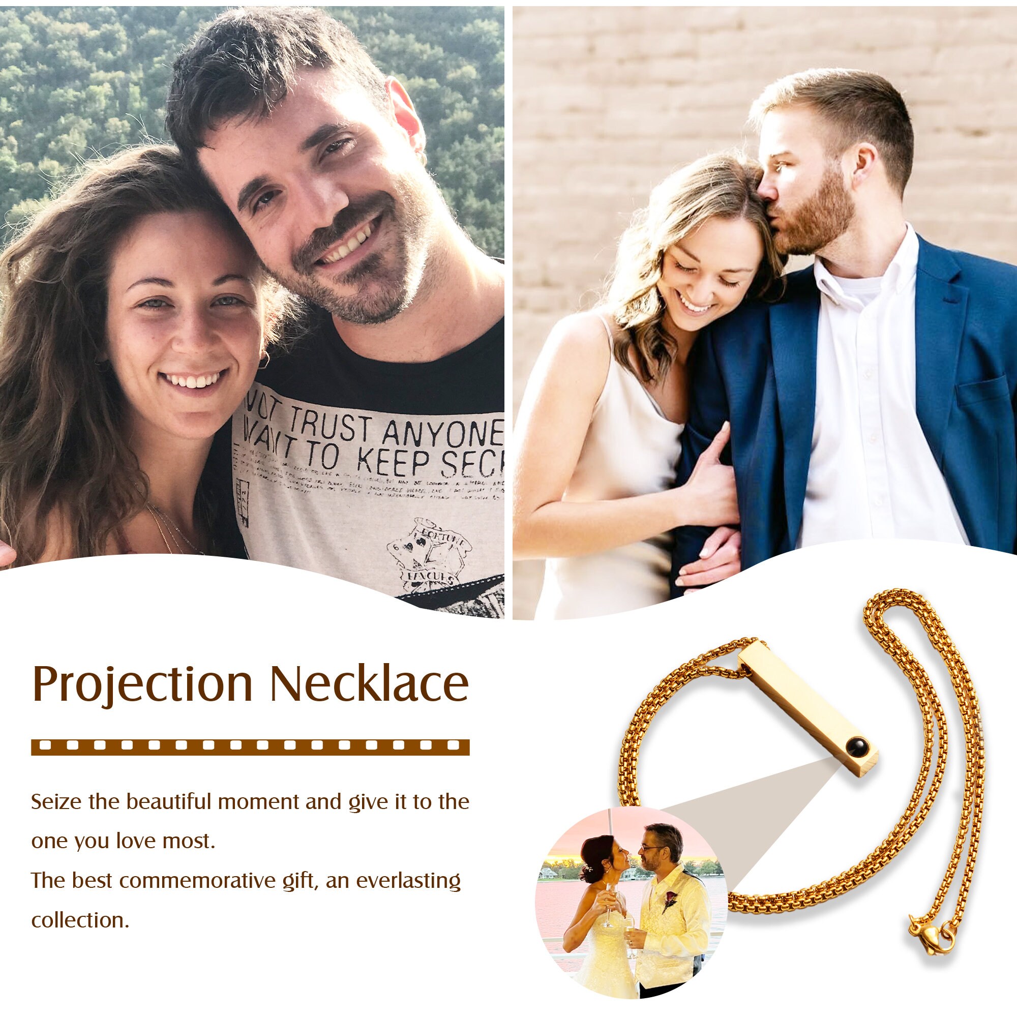 Personalized Projection Necklace, Memorial Gift for Her, Picture ...