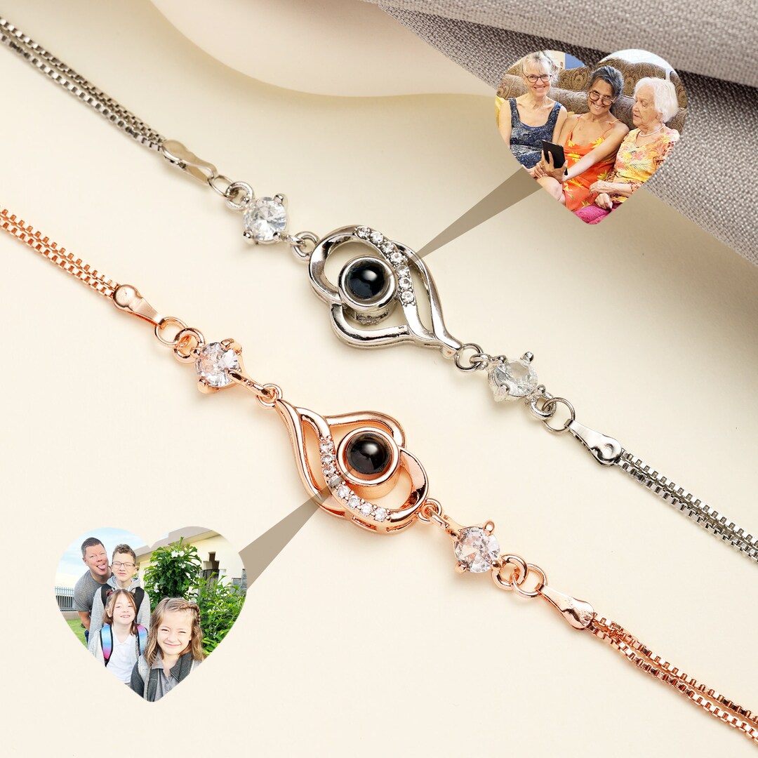 Personalized Photo Projection Bracelet With Sparkling Heart, Available ...