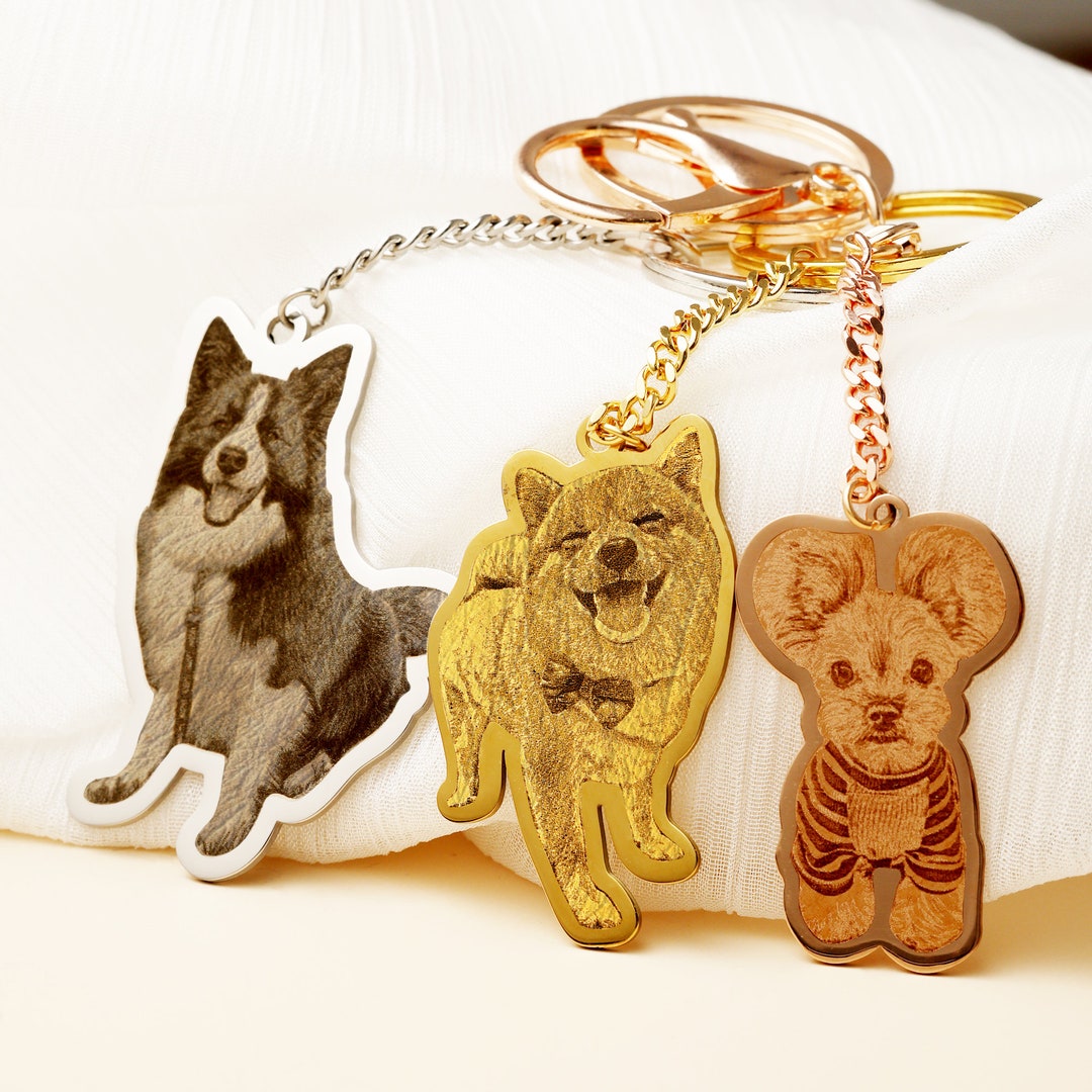 Custom Pet Photo Keychain, Personalized Picture Keychain, Engraved Name ...