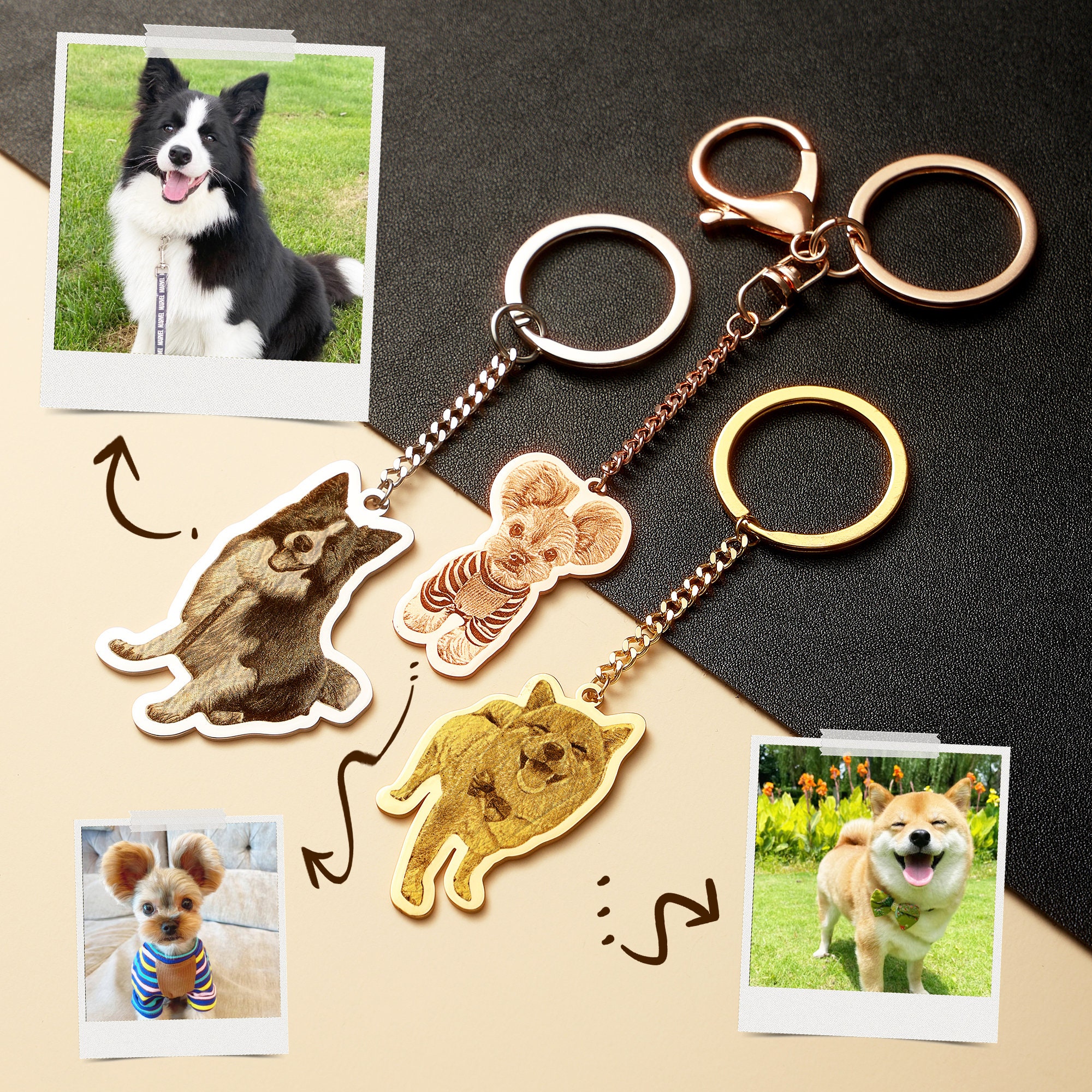 Custom Pet Photo Keychain, Personalized Picture Keychain, Engraved Name ...