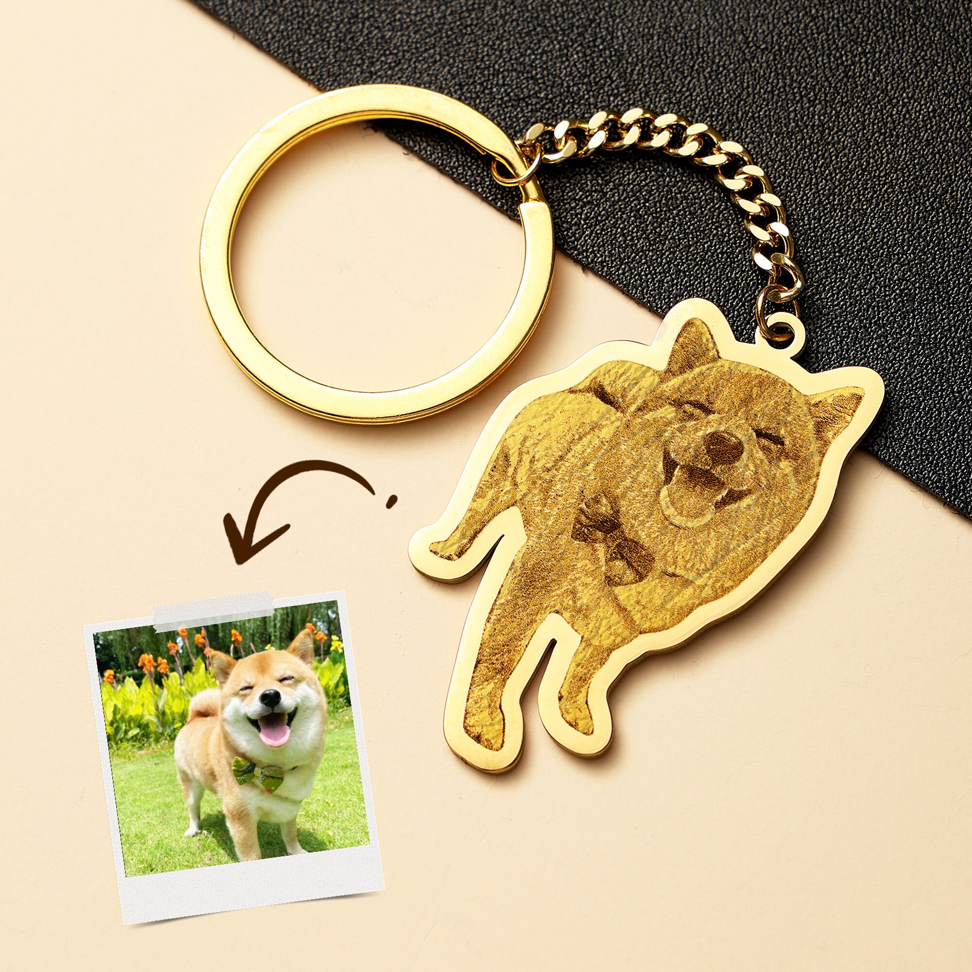 Custom Pet Photo Keychain, Personalized Picture Keychain, Engraved Name ...