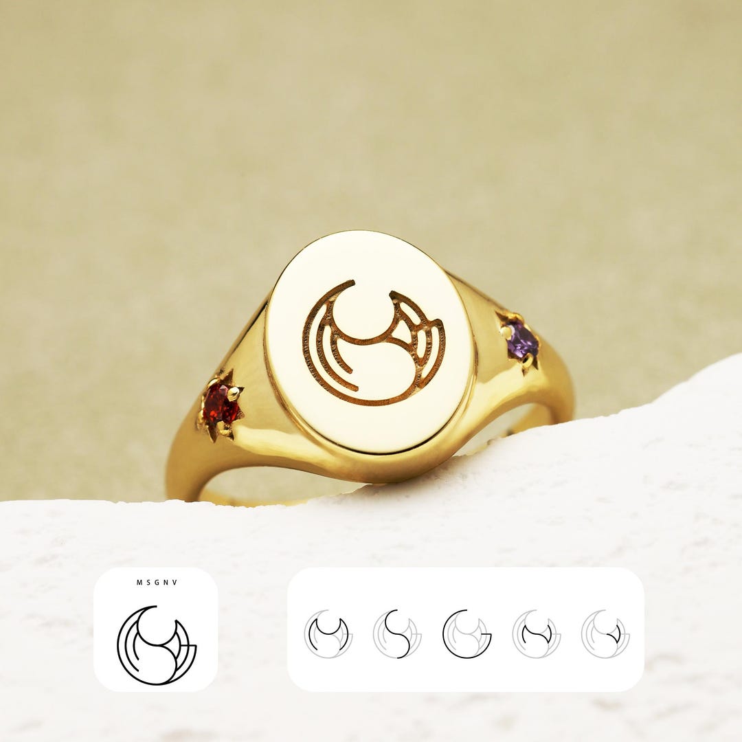 Custom Name Ring With Birthstones, Custom Monogram Ring, Unique Name ...