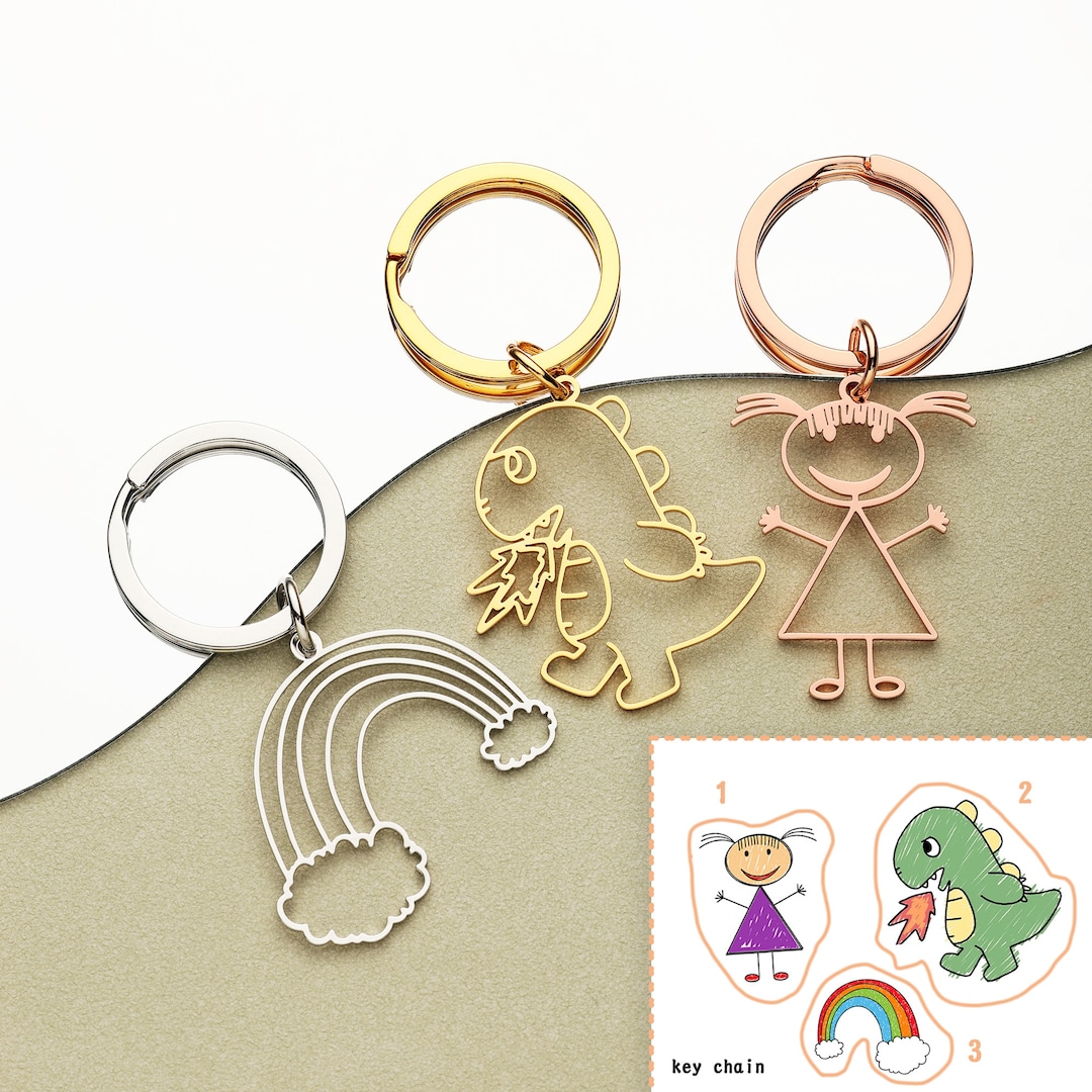 Kids' Draw Picture Keychain, Kids' Painting Keychain, Custom Keychain ...