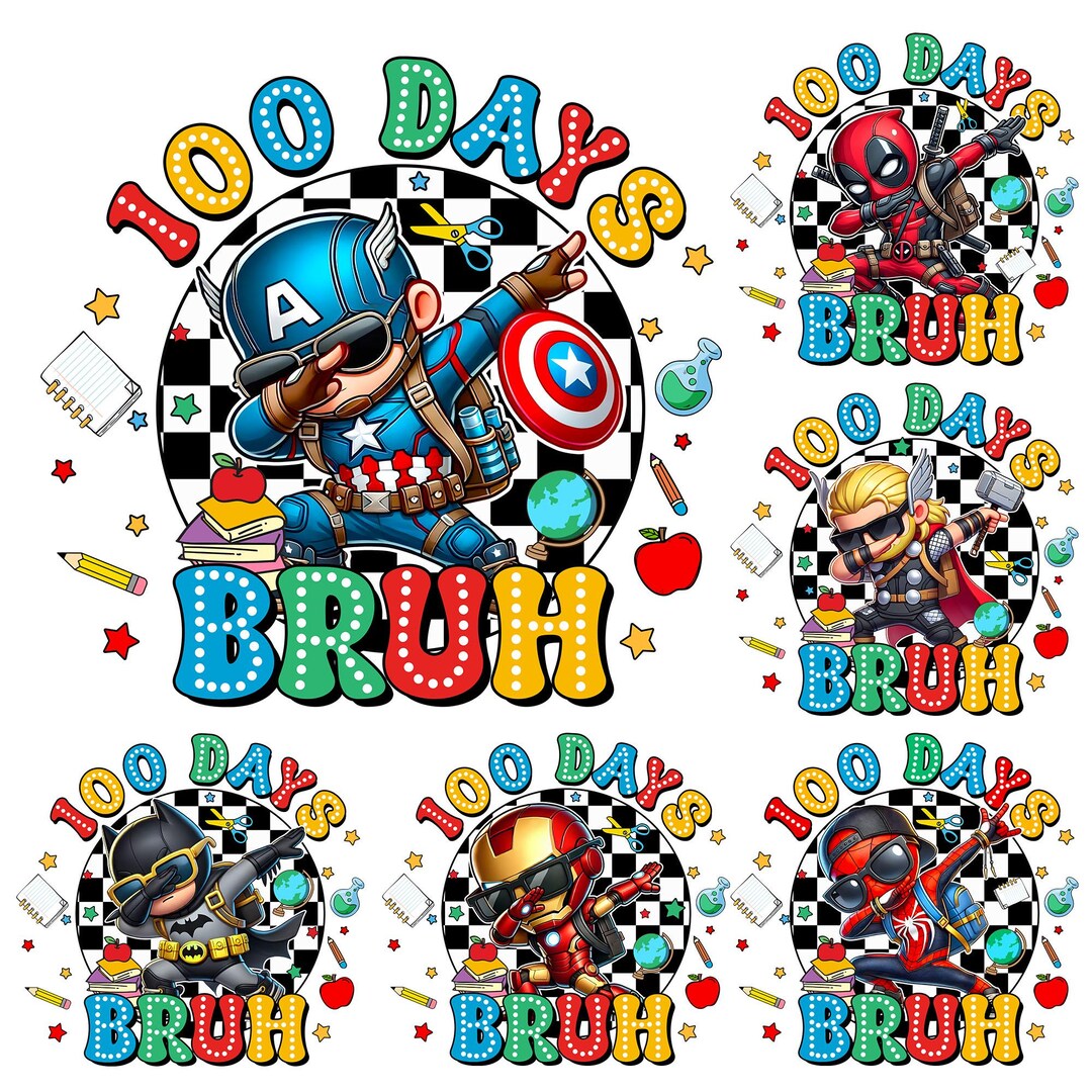 Superhero Happy 100 Days of School Png, 100th Days of School Png, 100 ...