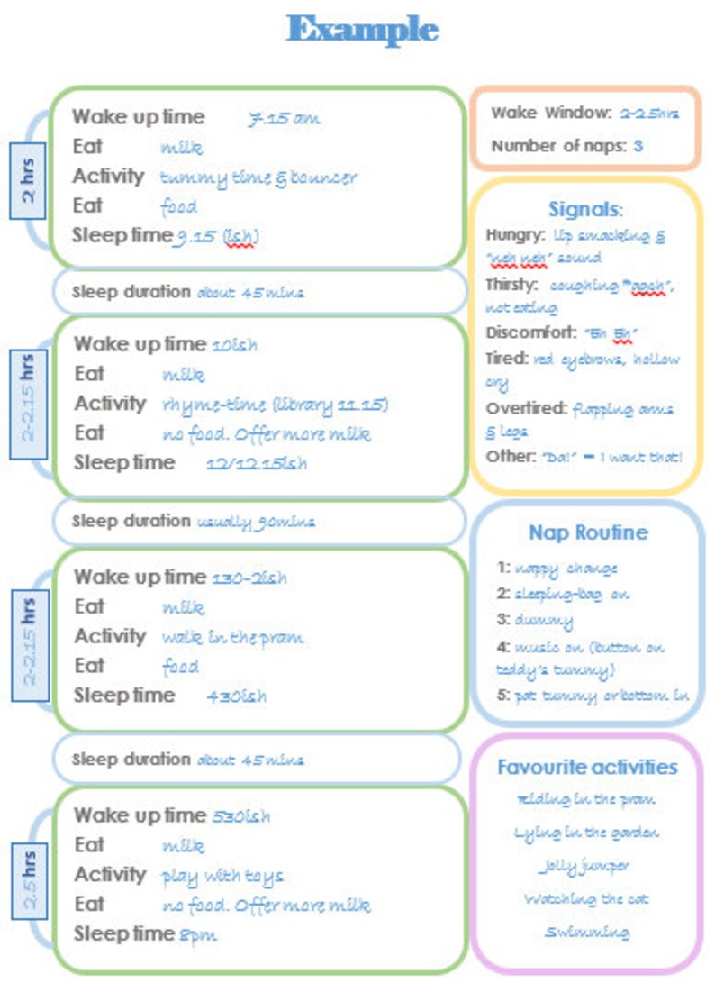 Baby Organiser "our Daily & Weekly Routine" 3-naps Wake Windows - Etsy