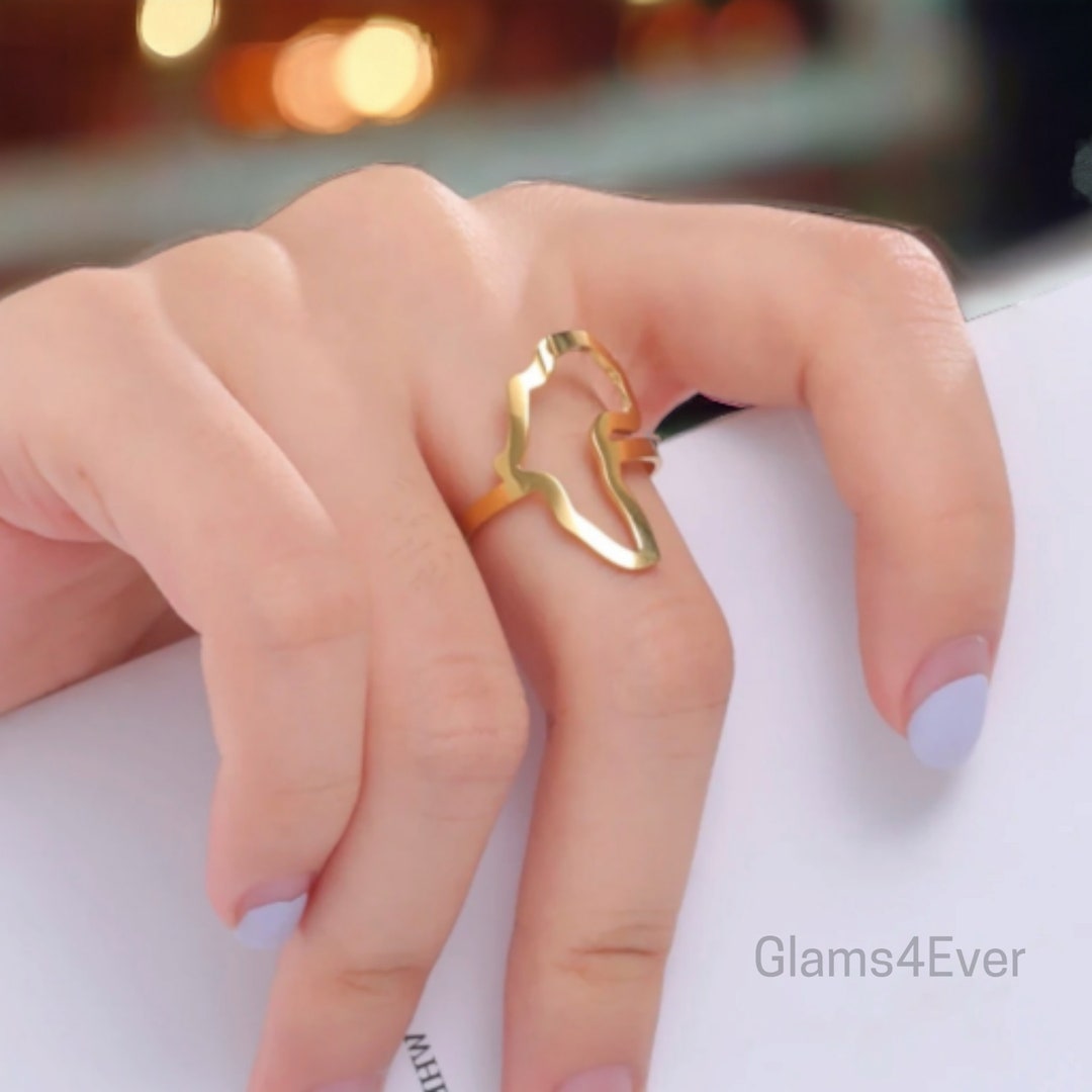 Adjustable Africa Ring in Stainless Steel, Large Elegant Africa Map ...