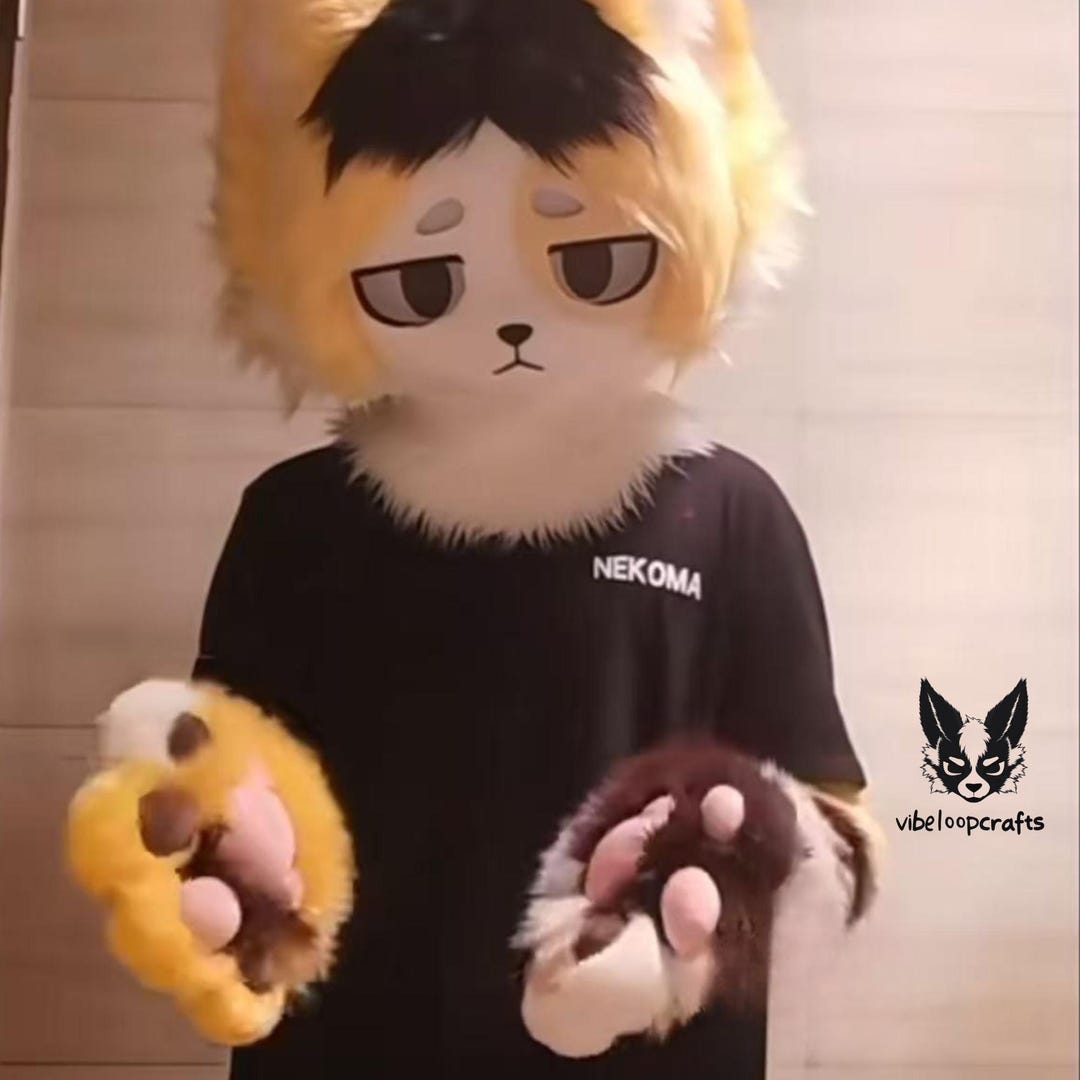 Helpless Little Cat Fursuit Head, Customized Real Beast Fur Clothing ...