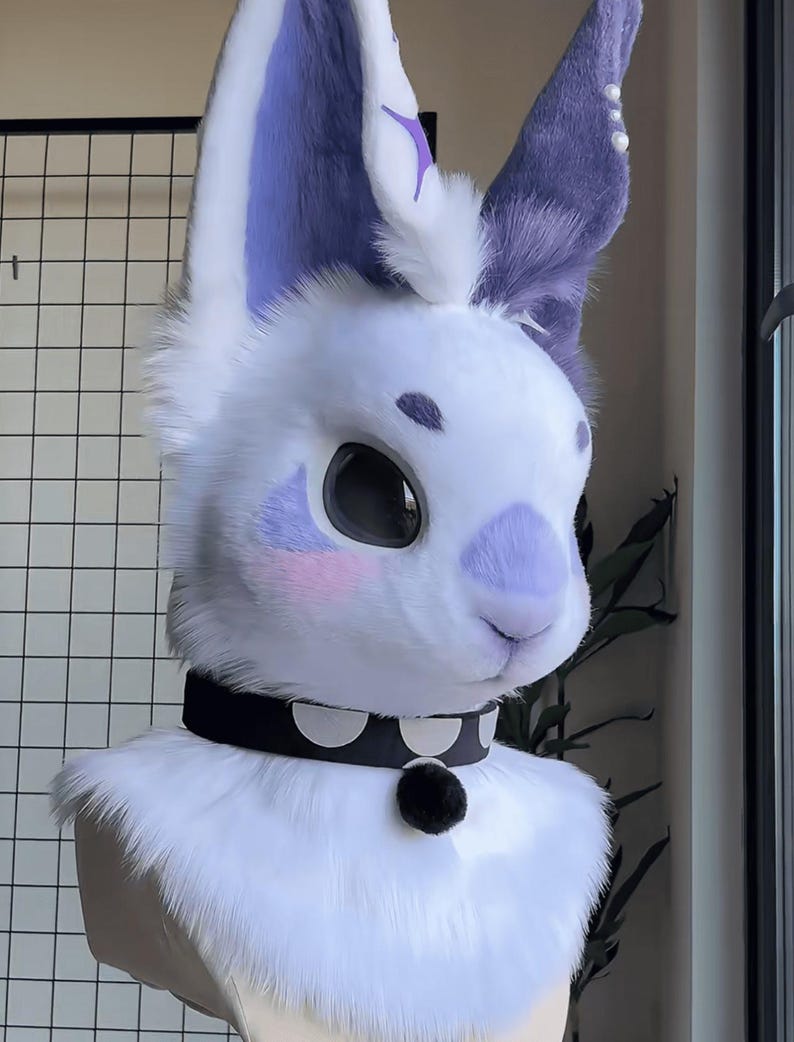 Purple Star Rabbit Fursuit Head, Customized Kenomo Fur Clothing ...