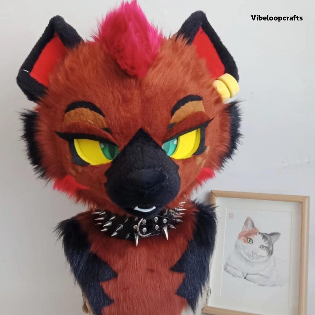 Red Hyena Fursuit Head, Customized Real Beast Fur Clothing, Fursuit ...