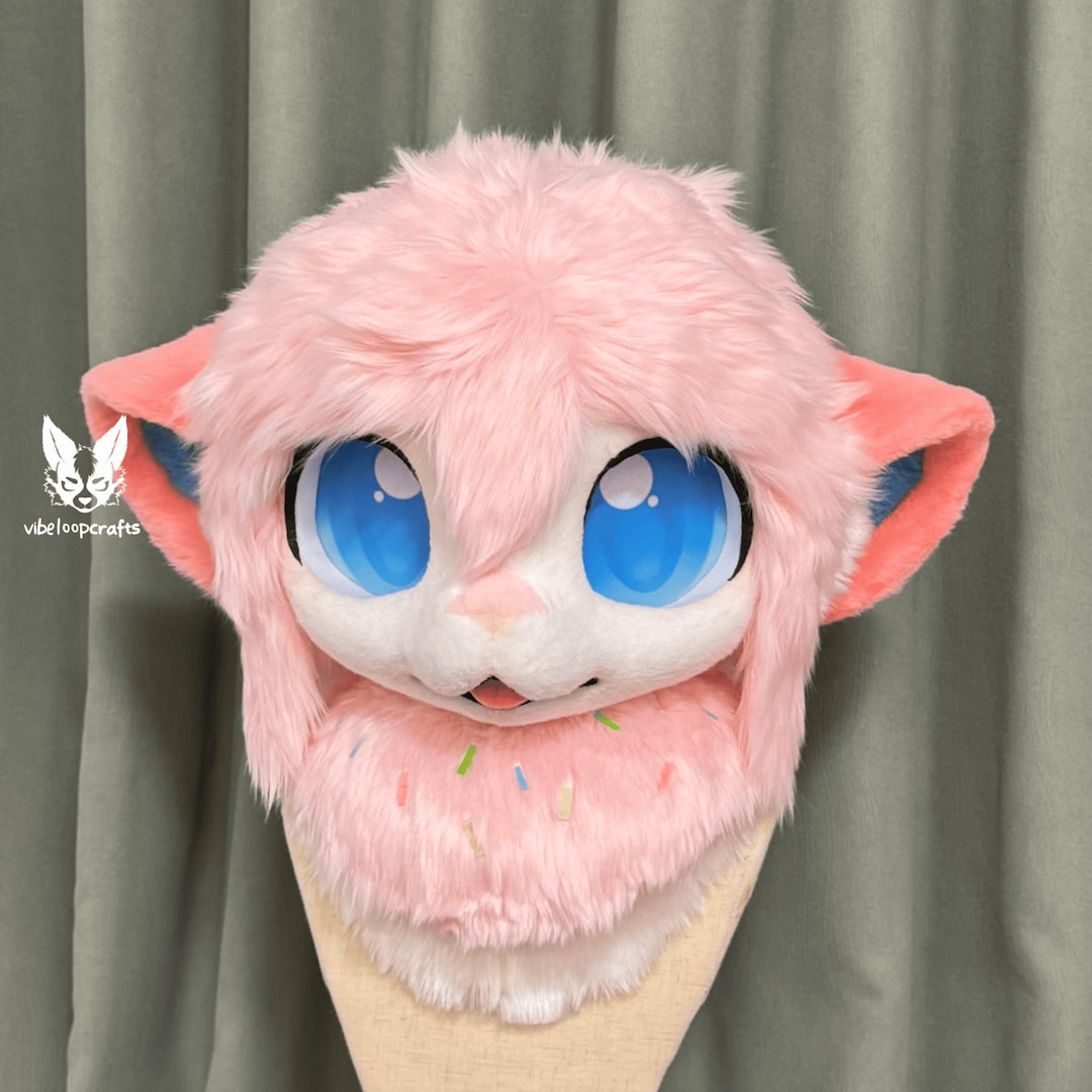 Pink Sweetheart Sheep Fursuit Head, Customized Kenomo Fur Clothing ...