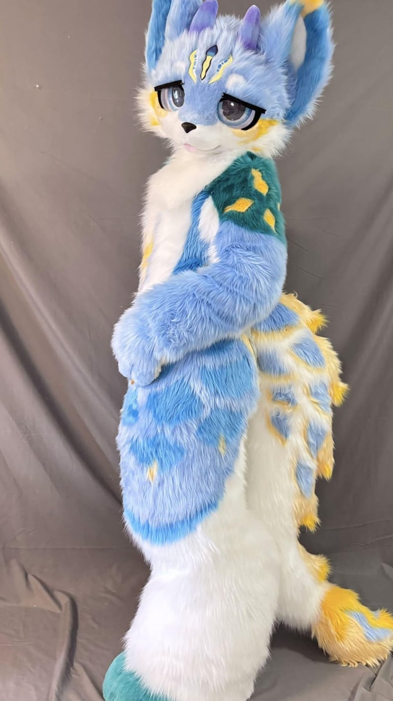 Blue Dragon Fish King Full Body Suit, Customized Kenomo Fur Clothing ...