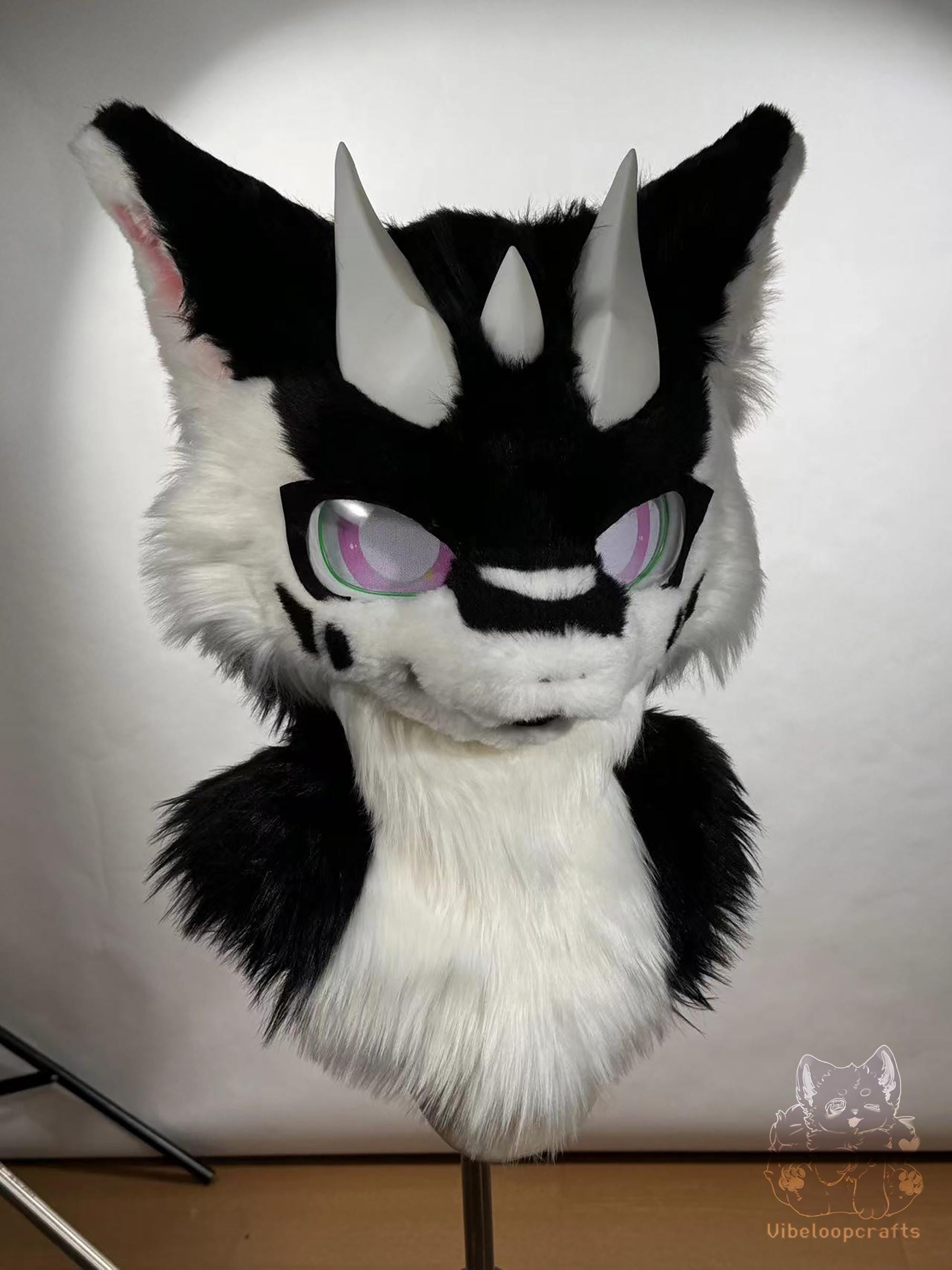 Fursuit Mask, Glowing Horned Dragon, Wicker Beast, Glowing Dragon ...