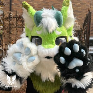 Fursuit Mask,verdant Blaze,green Dragon,kemono Fursuit, Furry Horn ...