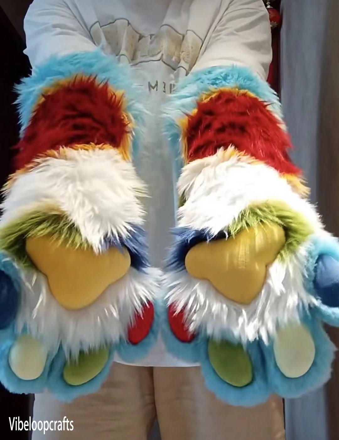 Fursuit Paws,rainbow Colorblock Paws,patchwork Paws,furry Paws,fursuit ...