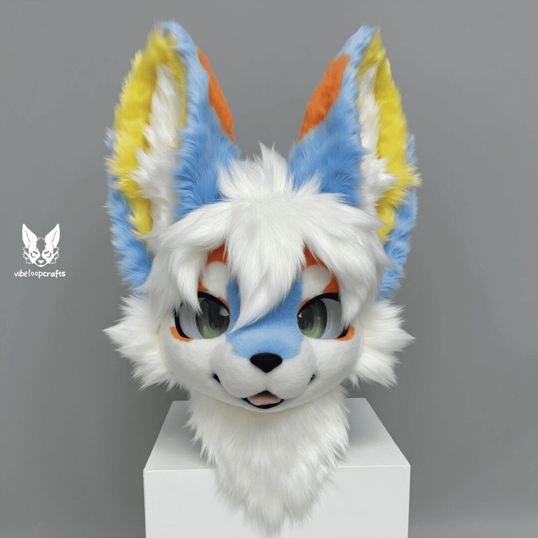 Tortoiseshell Dog Fursuit Head, Customized Kenomo Fur Clothing, Fursuit ...
