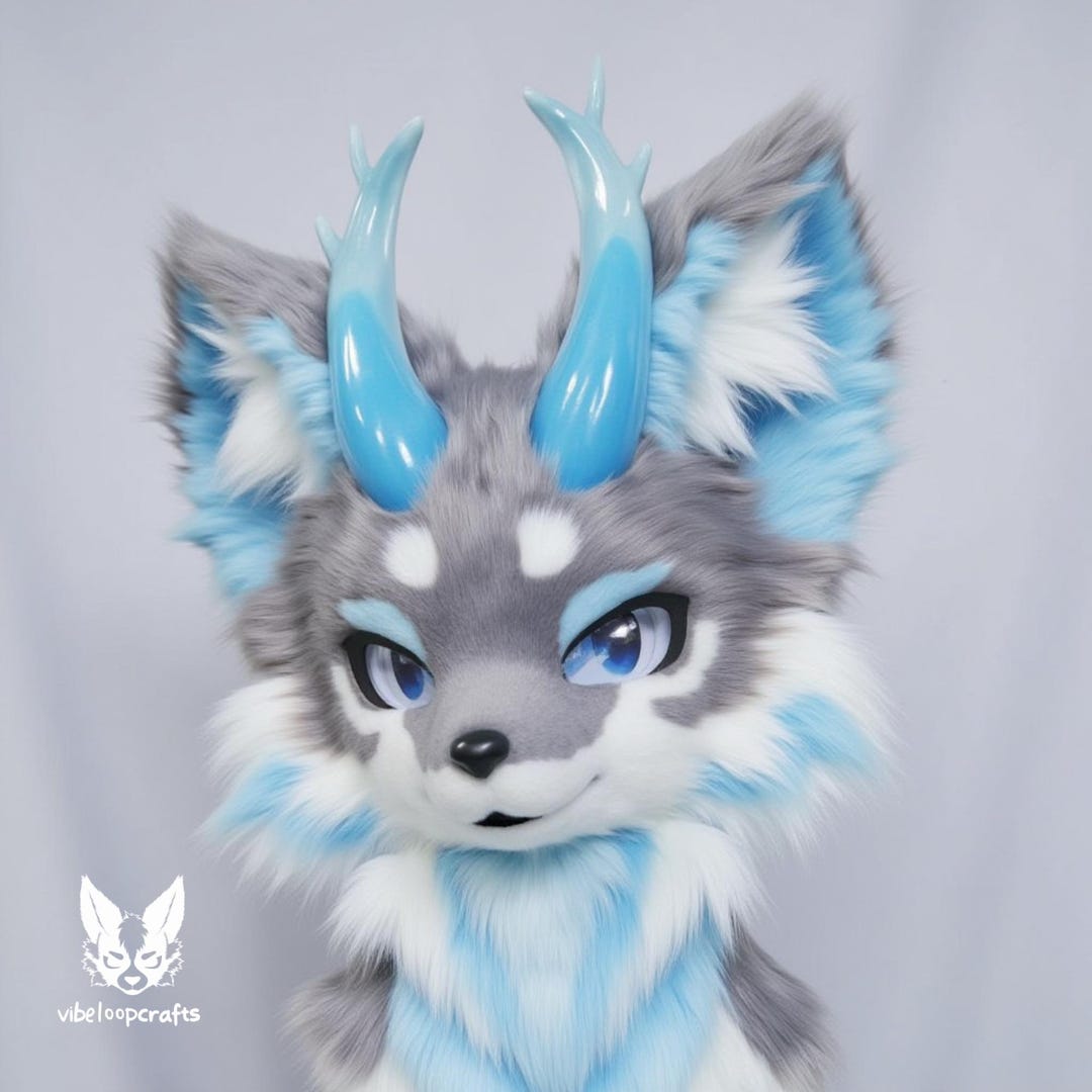 Ice Hound Fursuit Head, Customized Real Beast Fur Clothing, Fursuit ...