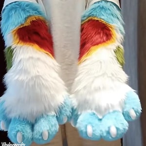Fursuit Paws,rainbow Colorblock Paws,patchwork Paws,furry Paws,fursuit ...