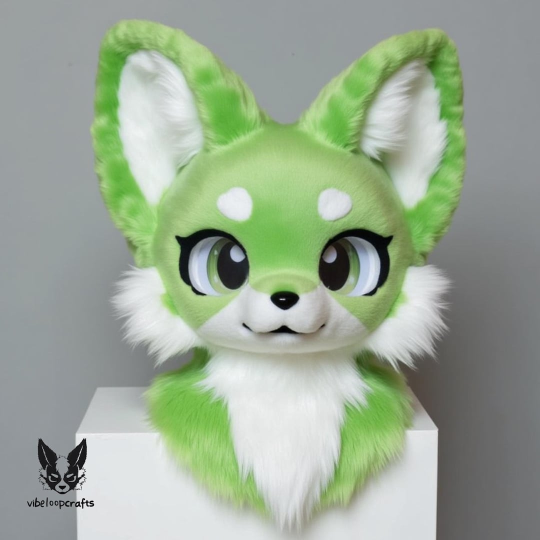Green Lettuce Dog Fursuit Head, Customized Real Beast Fur Clothing ...