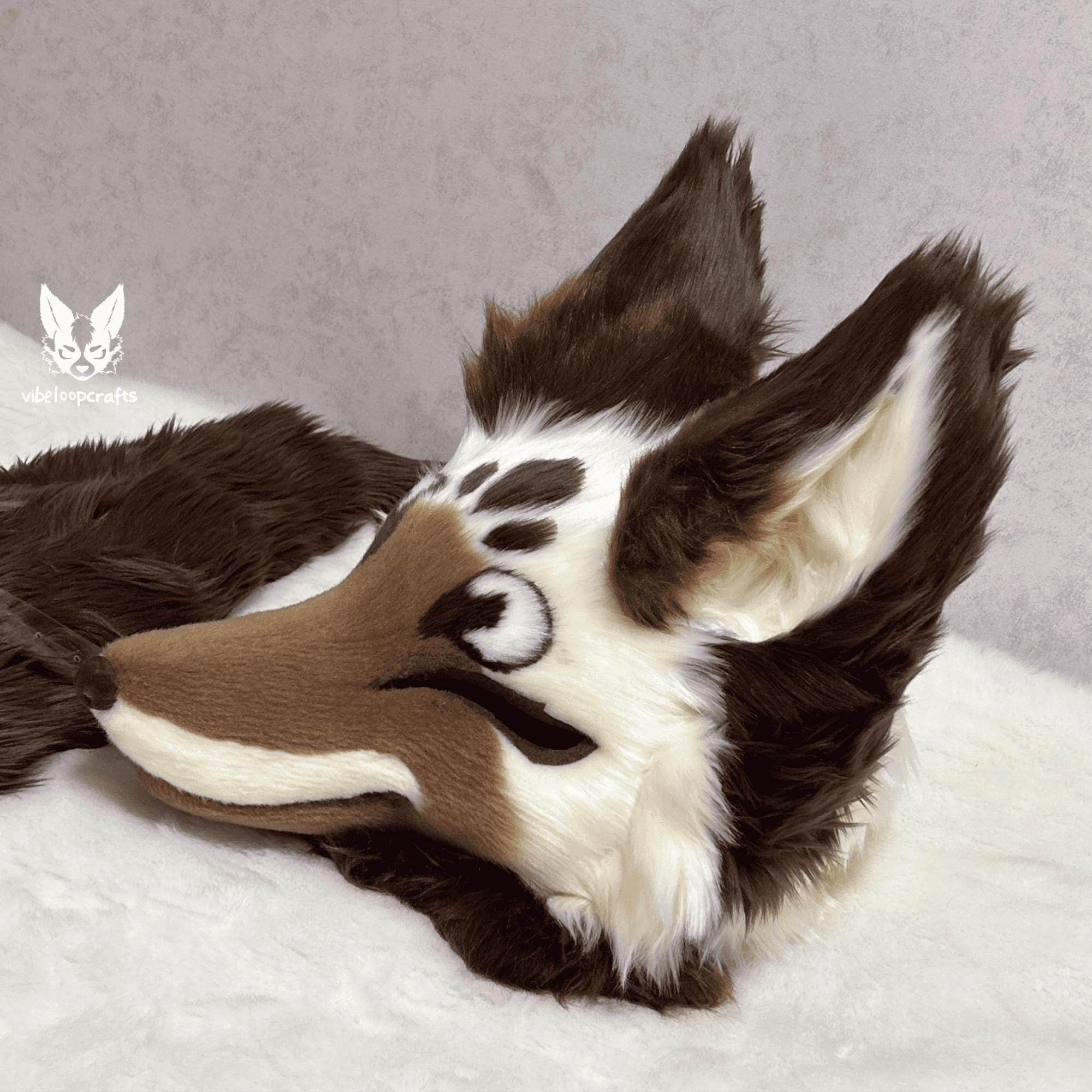 Cute Coffee Fox Lady Fursuit Head, Customized Kenomo Fur Clothing ...