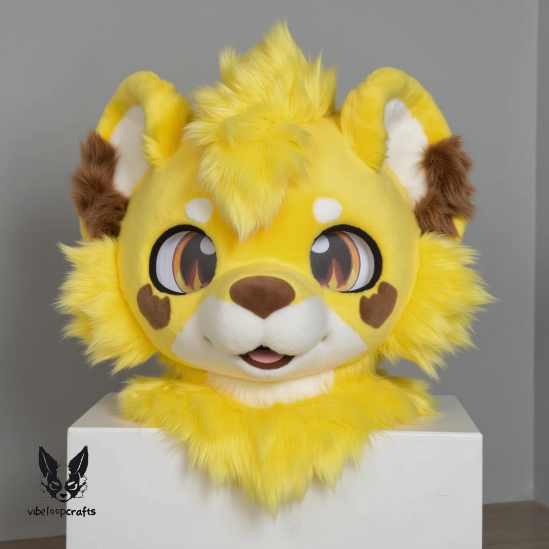 Yellow Lion Lord Fursuit Head, Customized Real Beast Fur Clothing ...