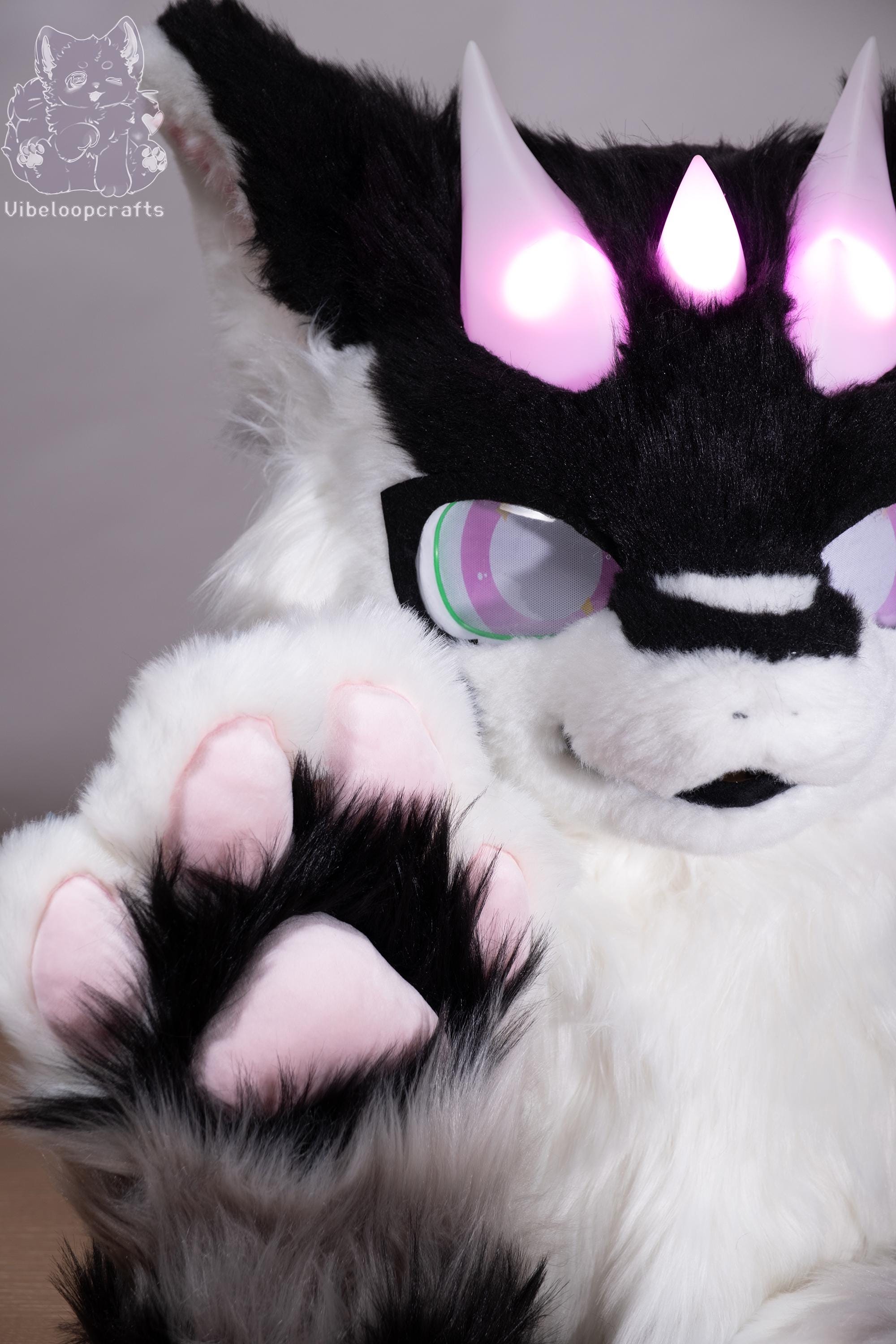 Fursuit Mask, Glowing Horned Dragon, Wicker Beast, Glowing Dragon ...