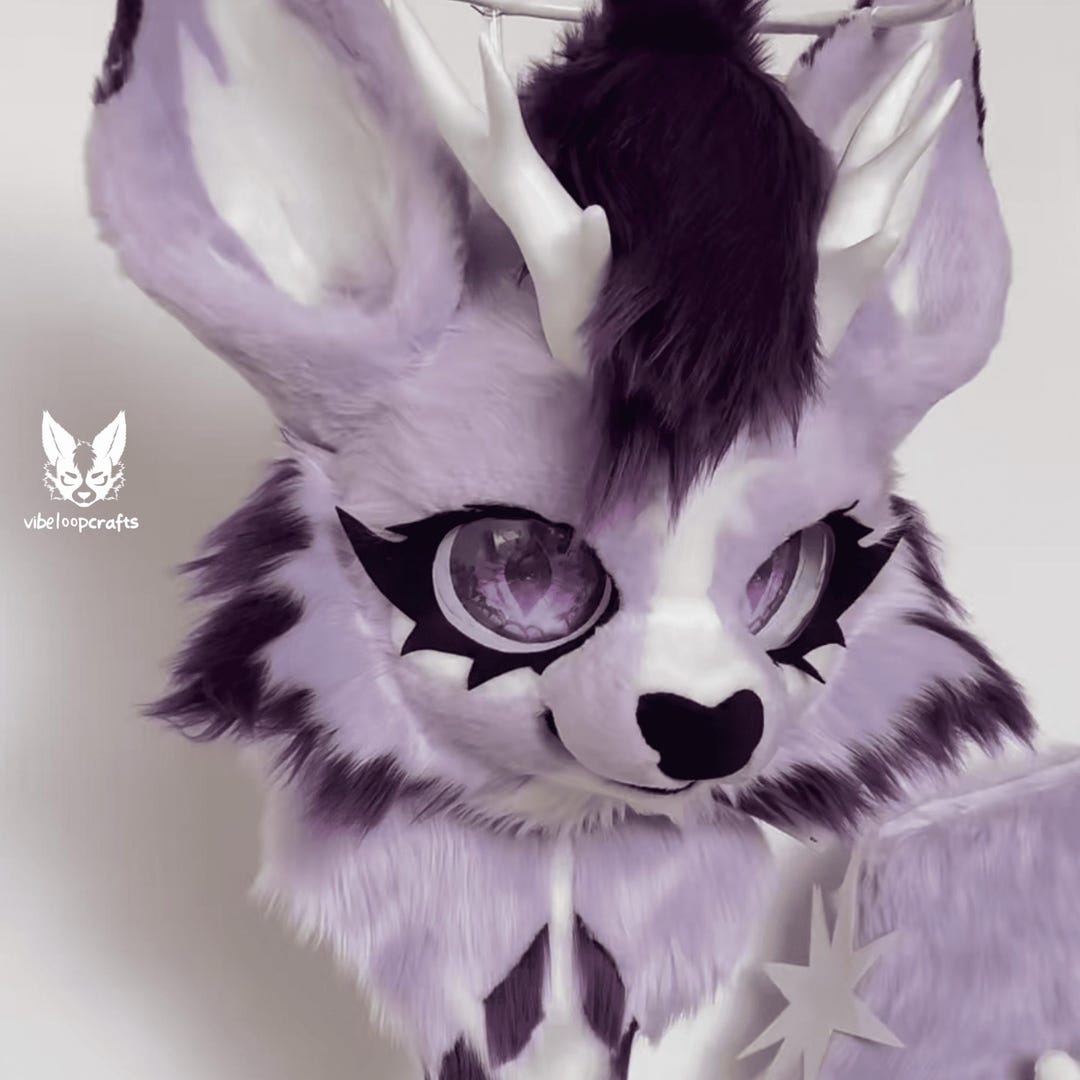 Purple Star Deer Fursuit Head, Customized Real Beast Fur Clothing ...