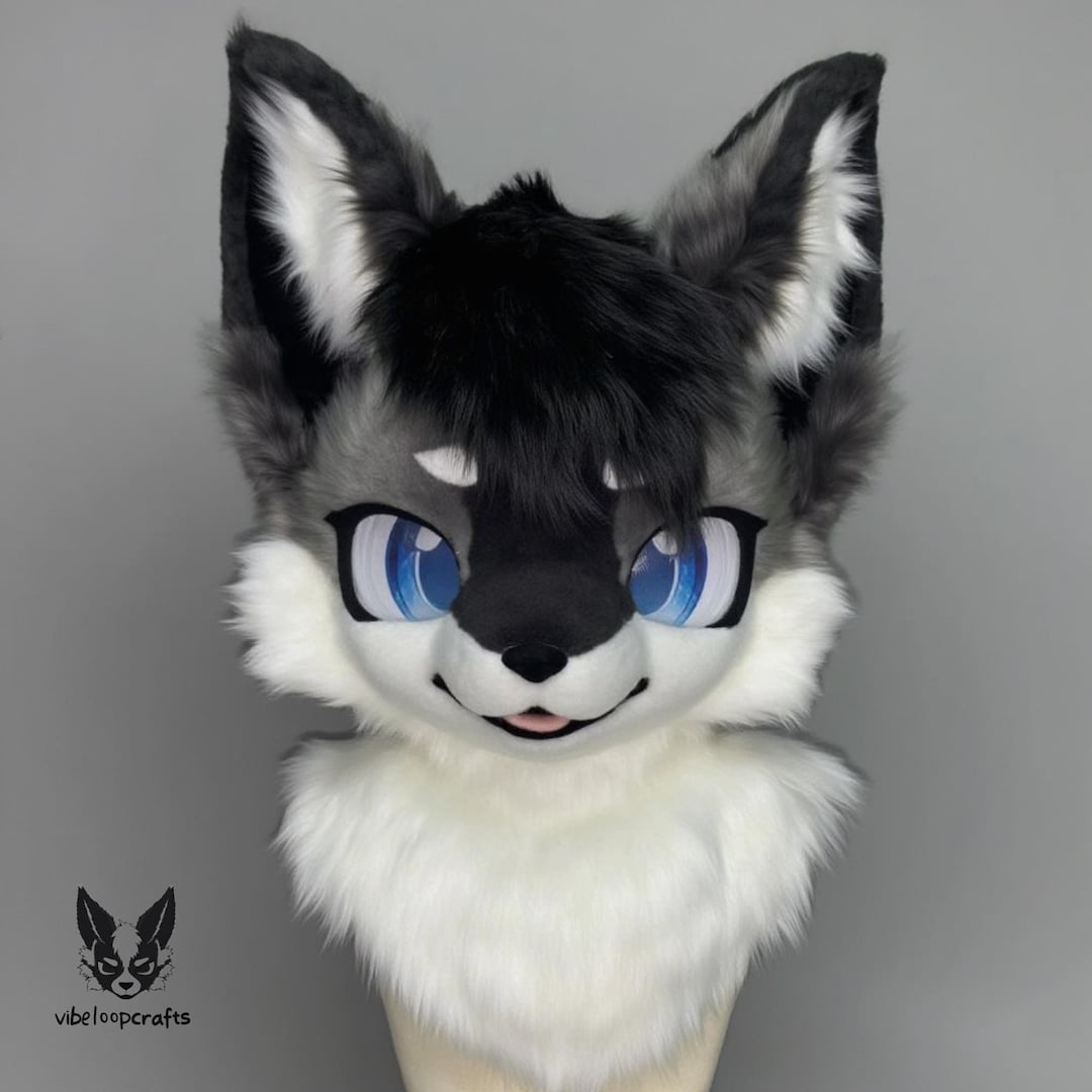 Handsome Gray Wolf King Fursuit Head, Customized Real Beast Fur ...