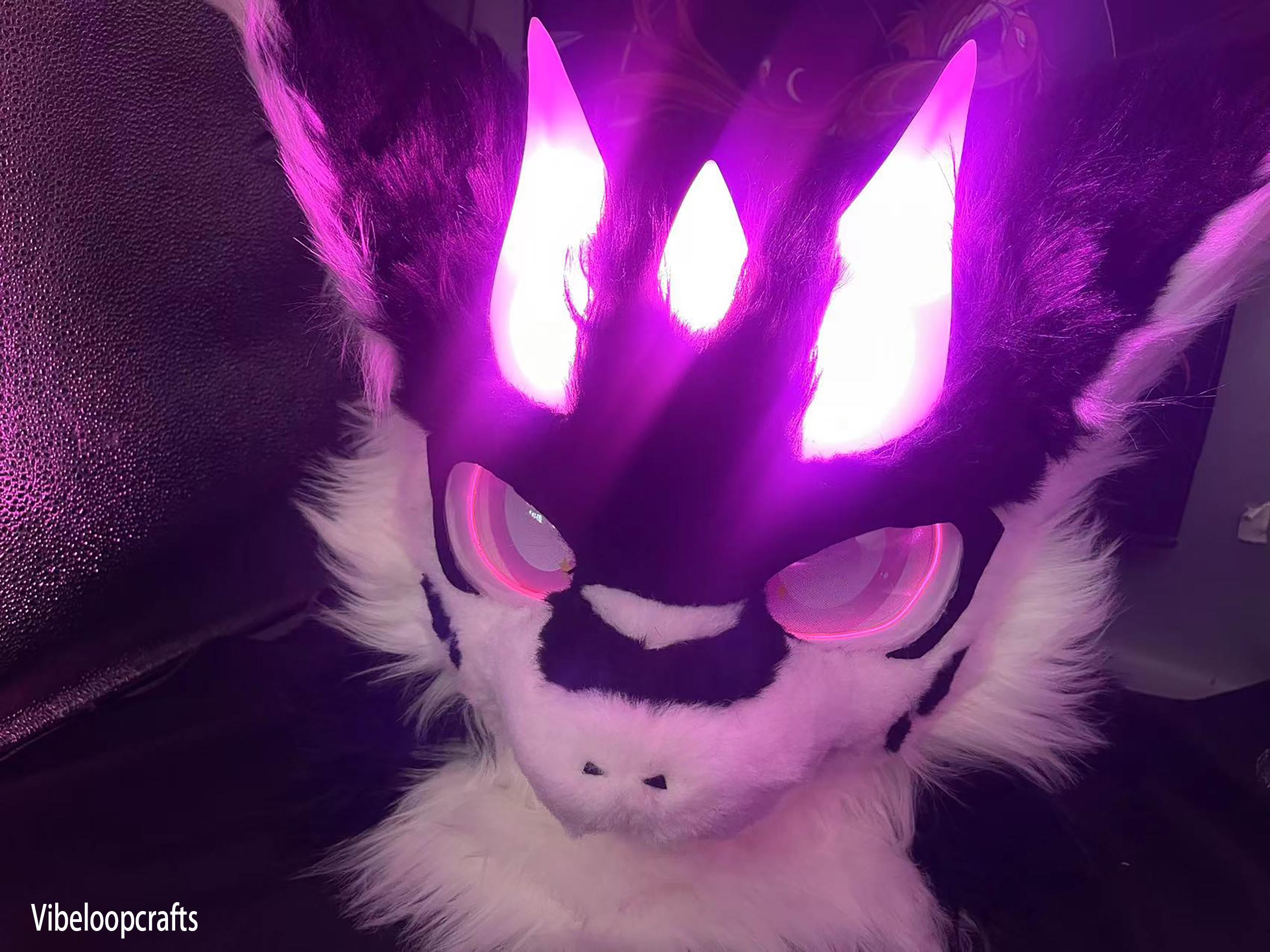 Fursuit Mask, Glowing Horned Dragon, Wicker Beast, Glowing Dragon ...