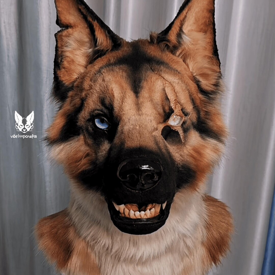 Scar Wolfhound Fursuit Head, Customized Kenomo Fur Clothing, Fursuit ...