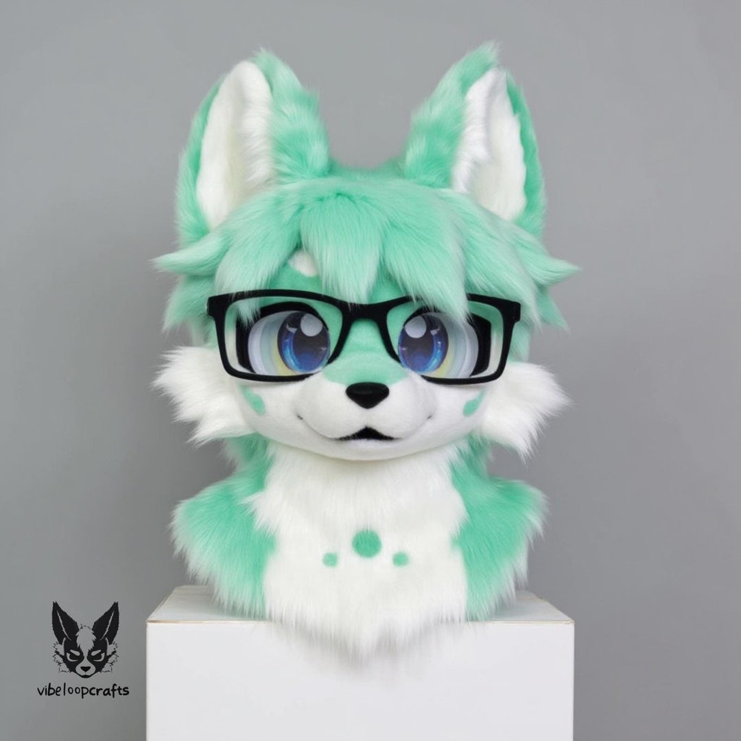 Green Mint Puppy Fursuit Head, Customized Real Beast Fur Clothing ...