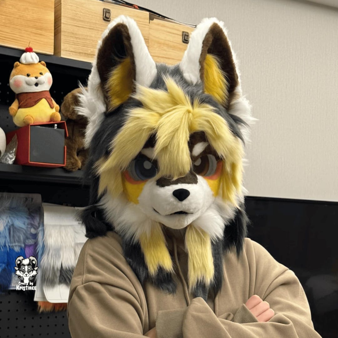 Yellow Cool Bunny Fursuit Head, Customized Real Beast Fur Clothing ...